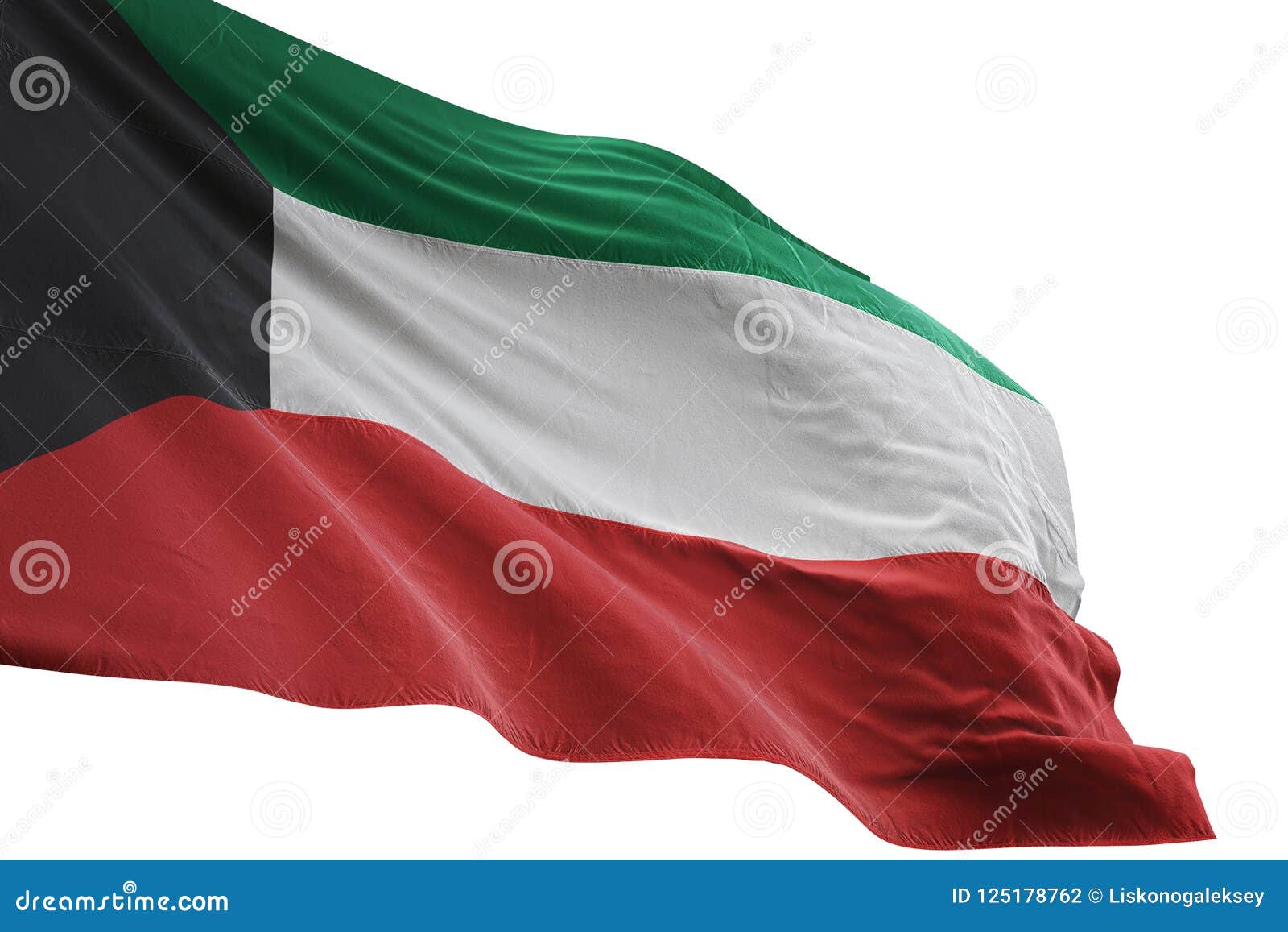 El Agitar De La Bandera Nacional De Kuwait Aislado En El Ejemplo Blanco ... El Agitar De La Bandera Nacional De Kuwait Aislado En El Ejemplo Blanco ...