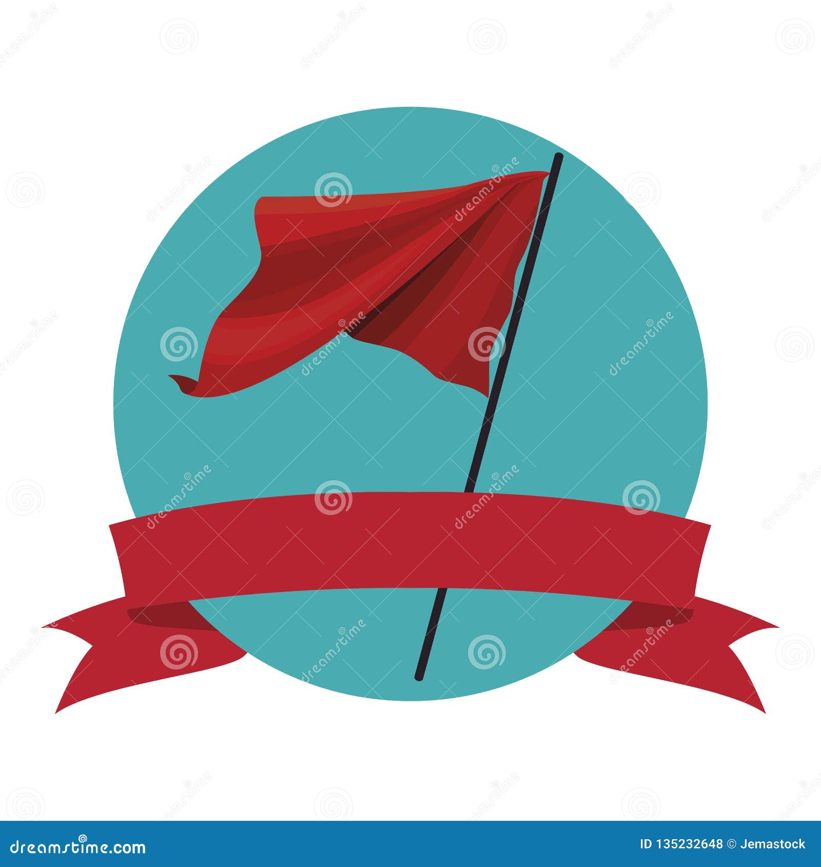 El Agitar De La Bandera Roja Ilustración Del Vector Ilustración De