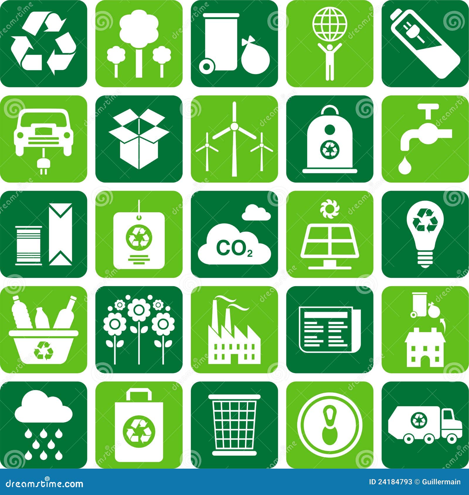 El Ambiente Verde Y Recicla Iconos Ilustración del Vector - Ilustración ...