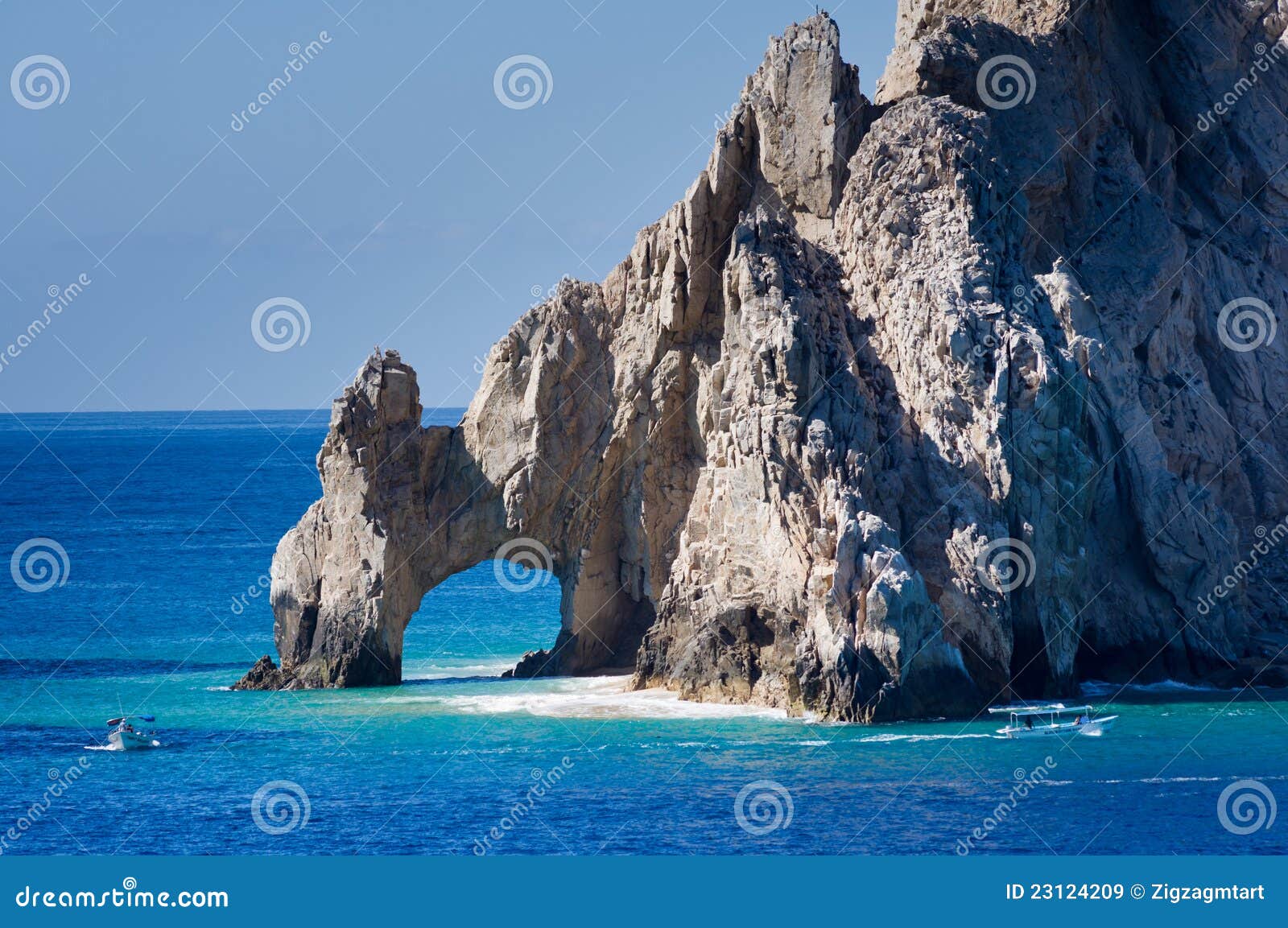 El Arco Rock Formation with Boats Stock Image - Image of mexico, cabo ...