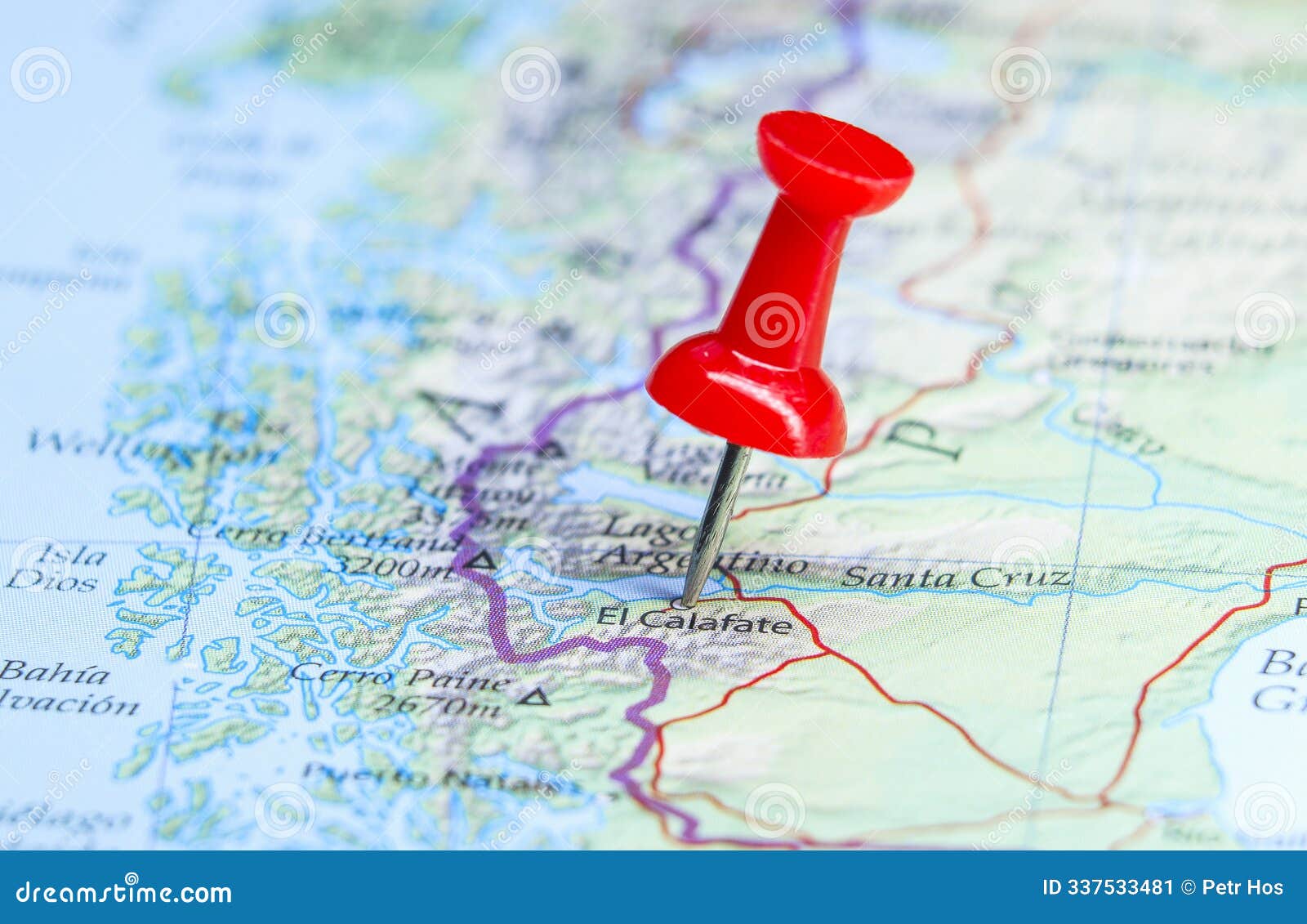 El Calafate, Argentina Pin on Map Editorial Photo - Image of plan ...