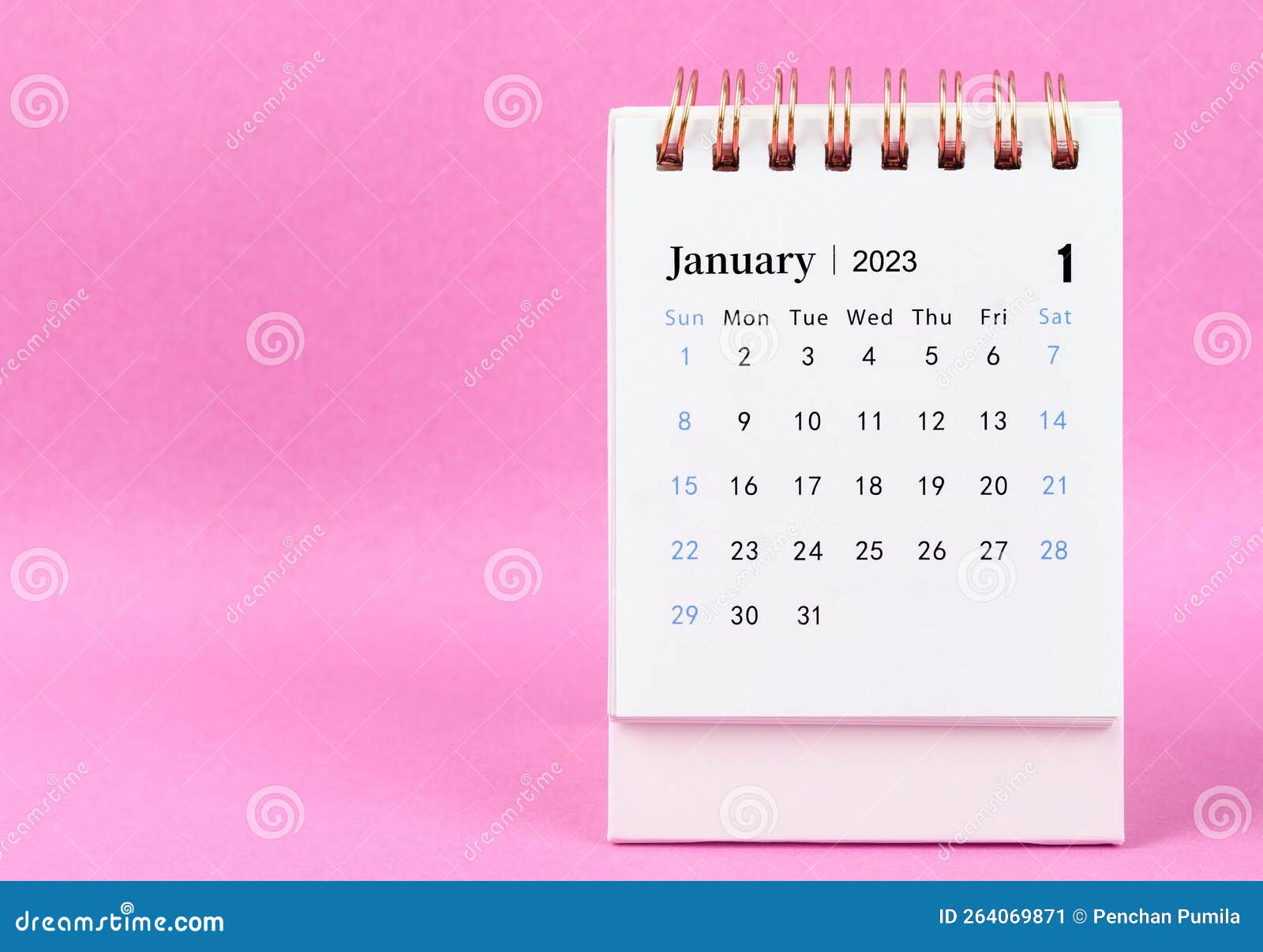 El Calendario Del Escritorio De Enero De 2023 Sobre Fondo De Color Rosa ... El Calendario Del Escritorio De Enero De 2023 Sobre Fondo De Color Rosa ...