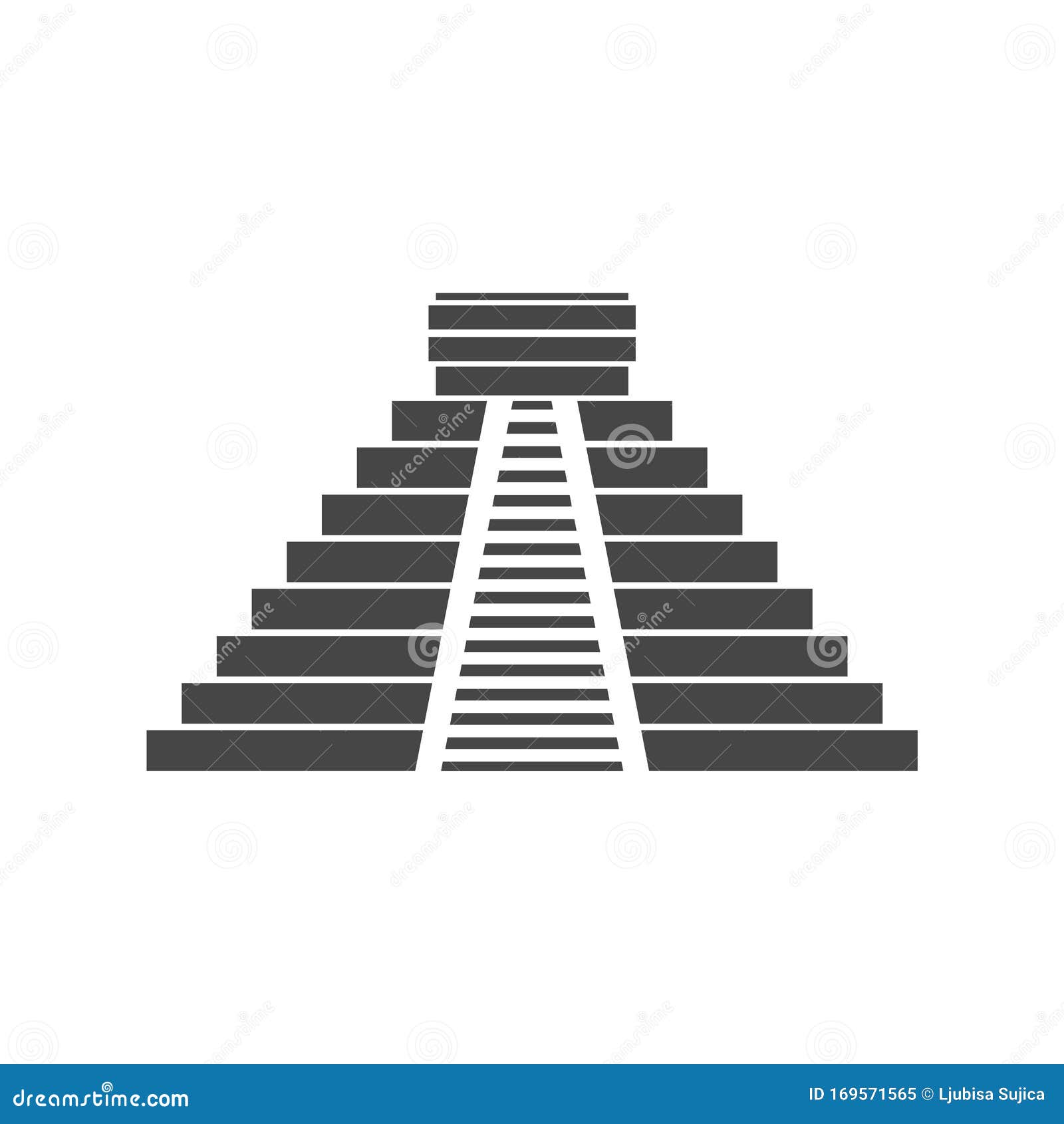 El Castillo Pyramid in Chichen Itza Flat Icon Stock Vector ...