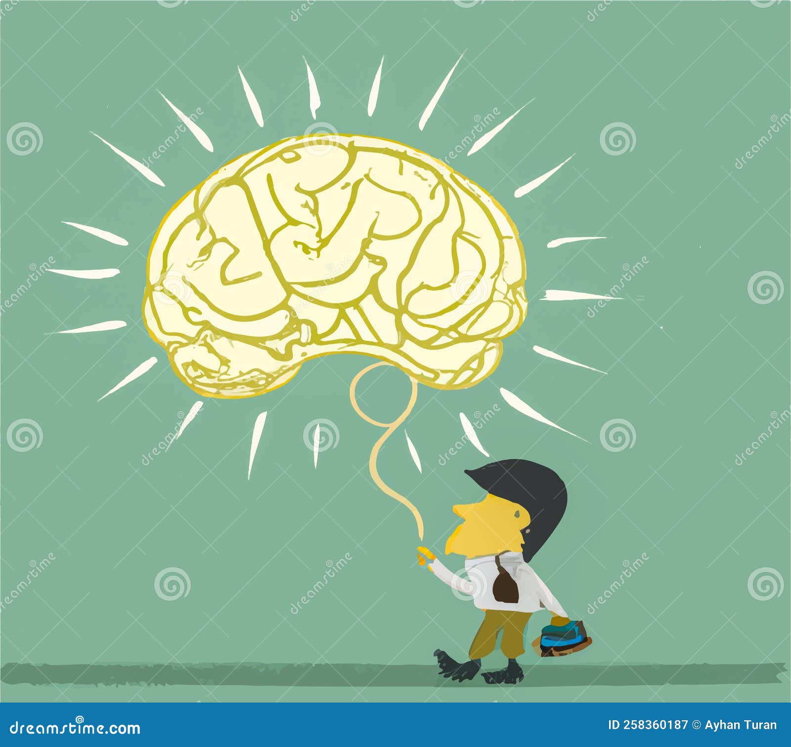 El Cerebro Humano Y El Concepto De Ideas Stock de ilustración ...