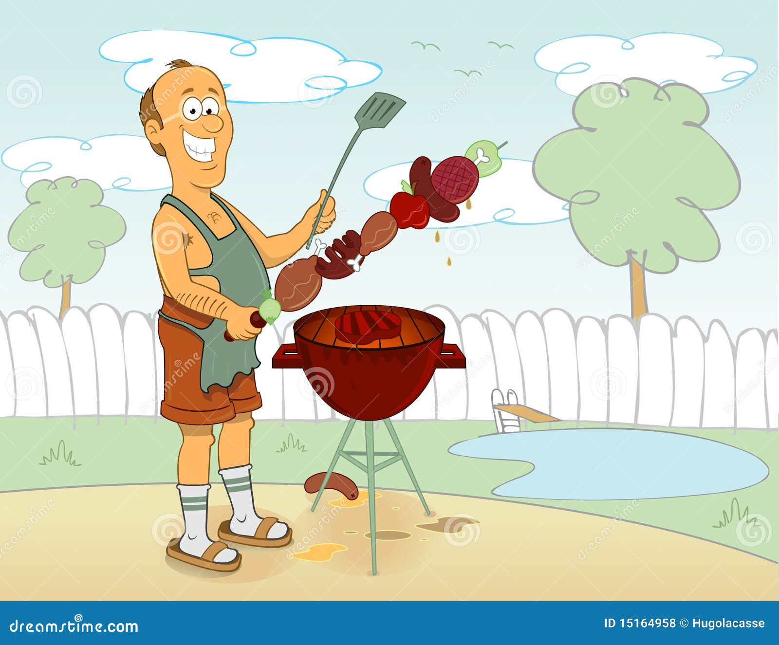 El cocinar de la barbacoa ilustración del vector. Ilustración de placa ...