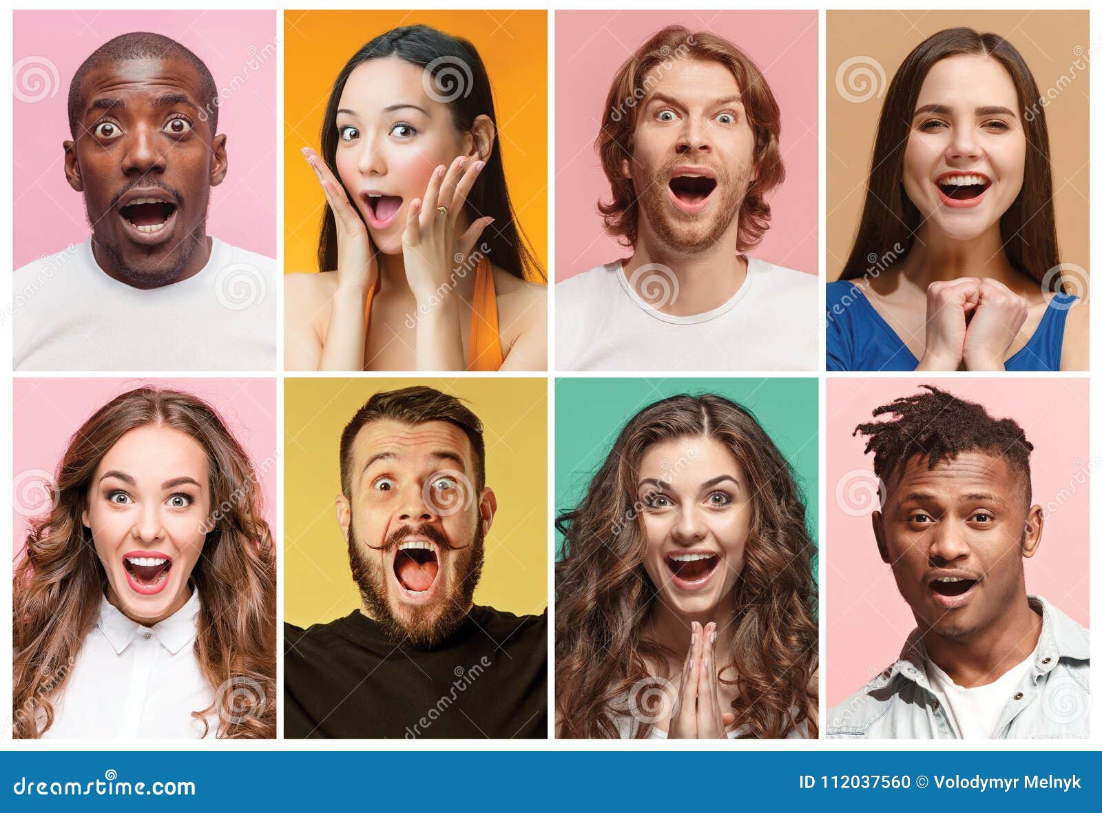 El Collage De La Gente Sorprendida Foto de archivo - Imagen de feliz ...