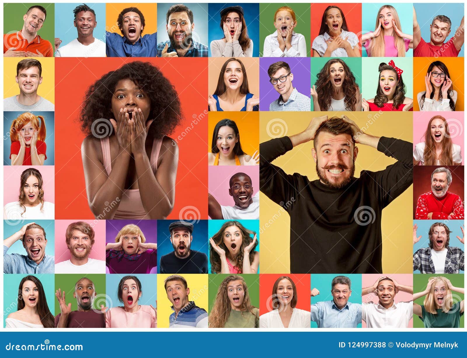 El Collage De La Gente Sorprendida Foto de archivo - Imagen de ...