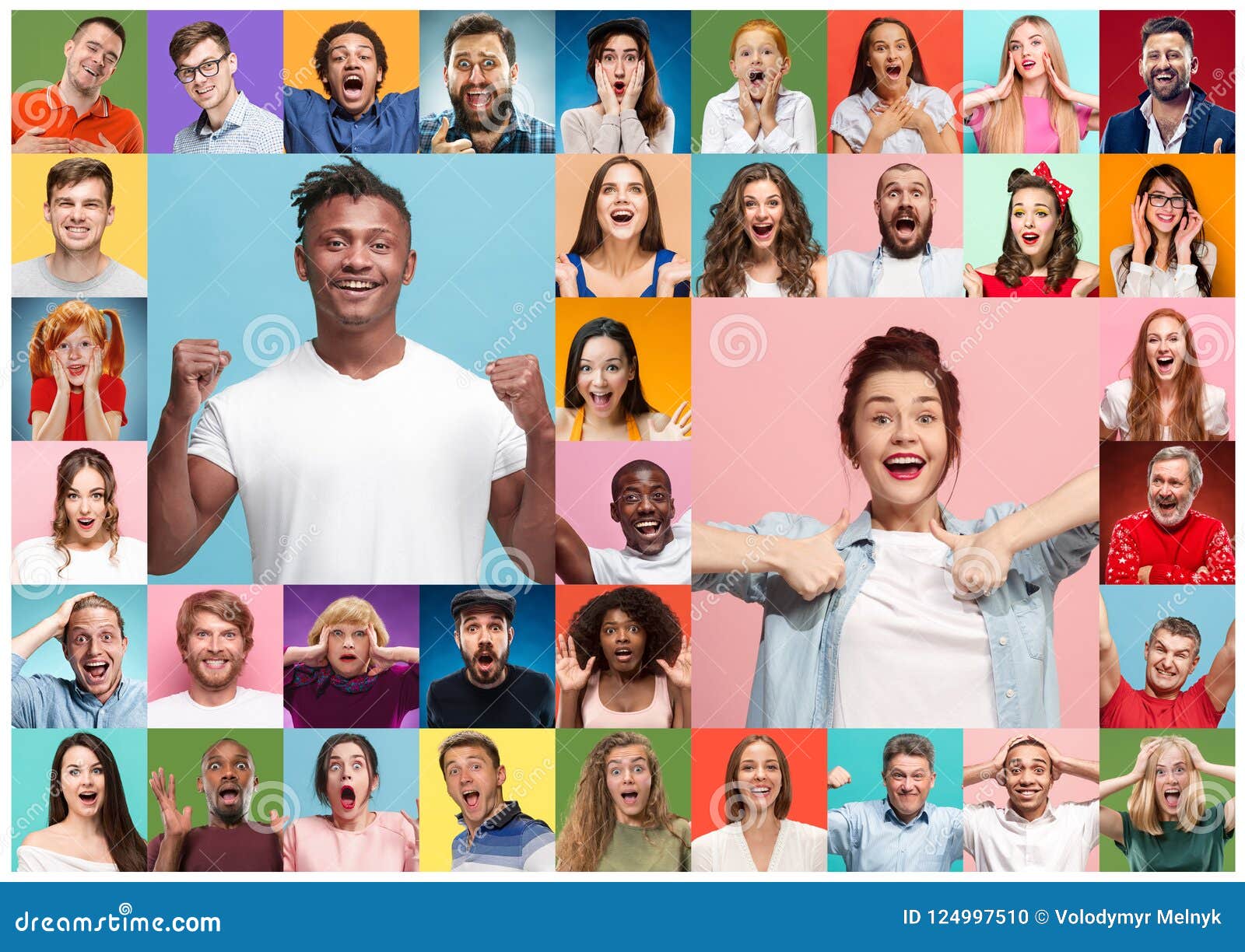El Collage De La Gente Sorprendida Foto de archivo - Imagen de viejo ...
