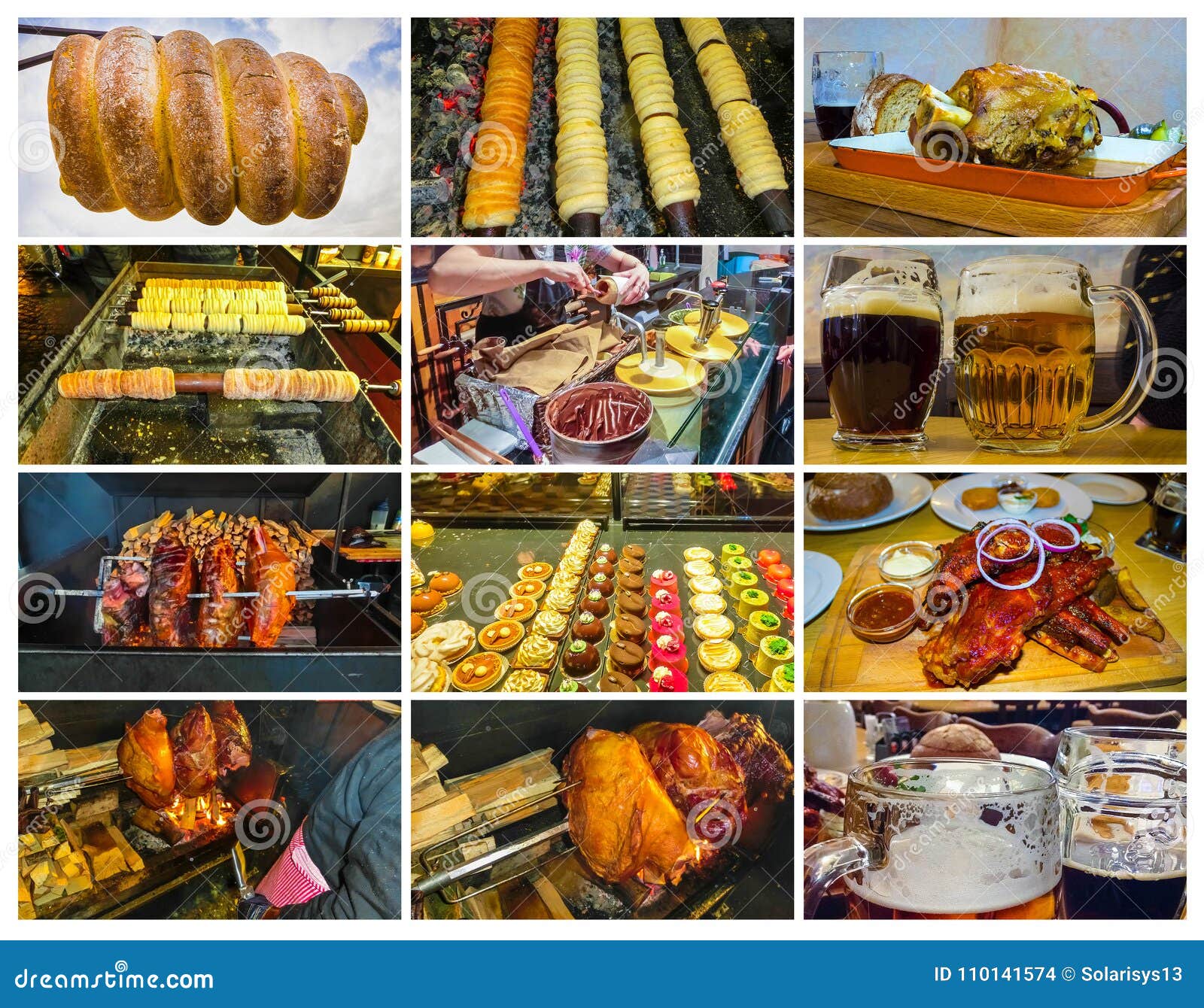 El Collage Sobre La Comida Checa Tradicional De La Calle - Trdelnik ...