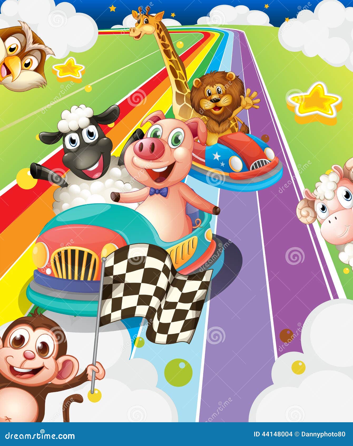 El Competir Con De Los Animales Ilustración del Vector - Ilustración de ...