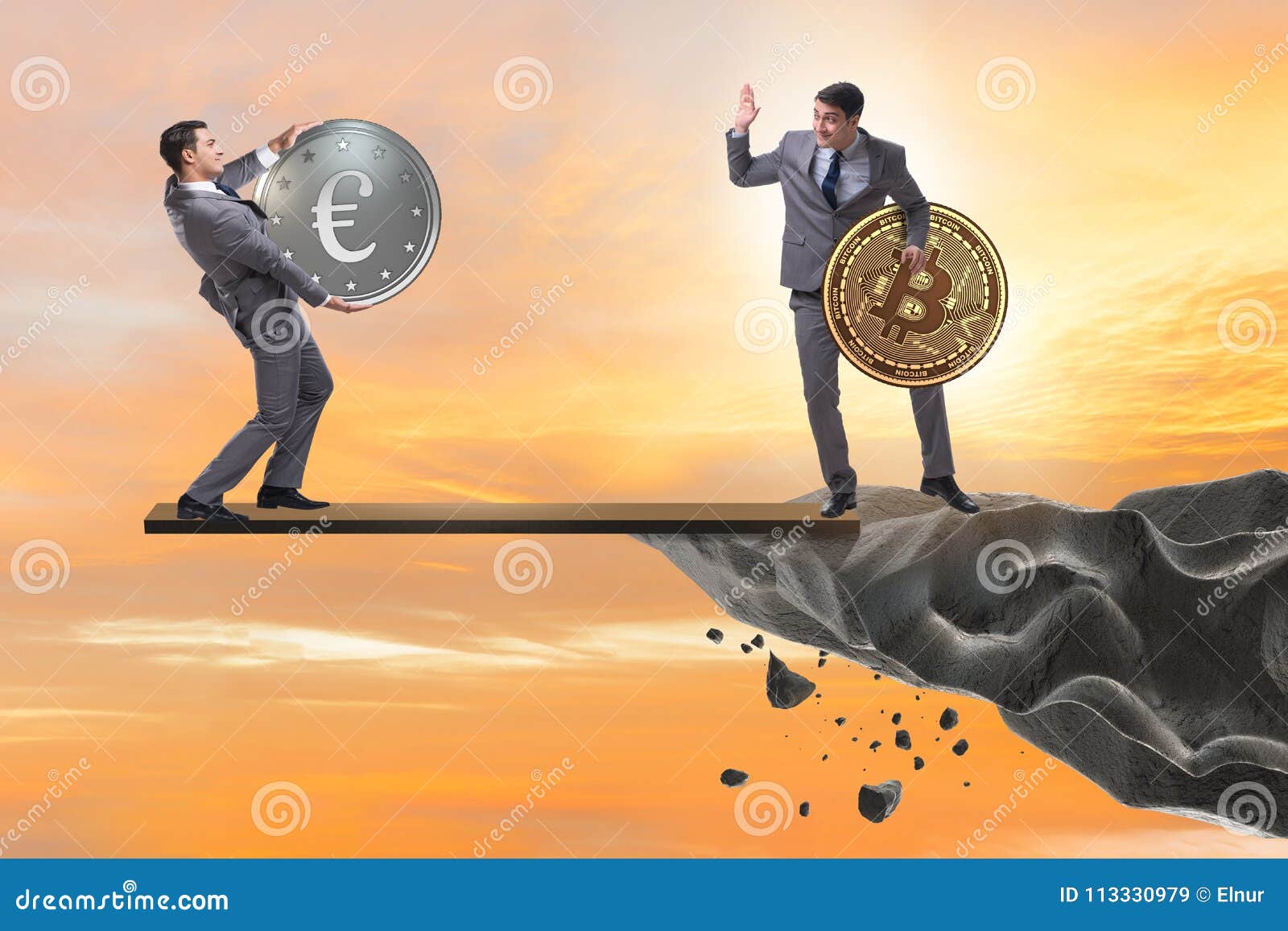 El Concepto De La Interdependencia Con Dos Monedas Imagen de archivo ...