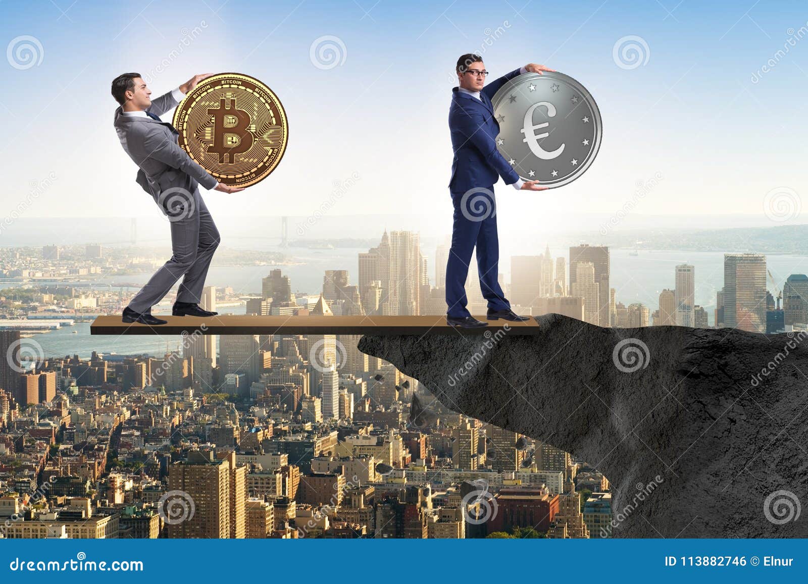 El Concepto De La Interdependencia Con Dos Monedas Foto de archivo ...