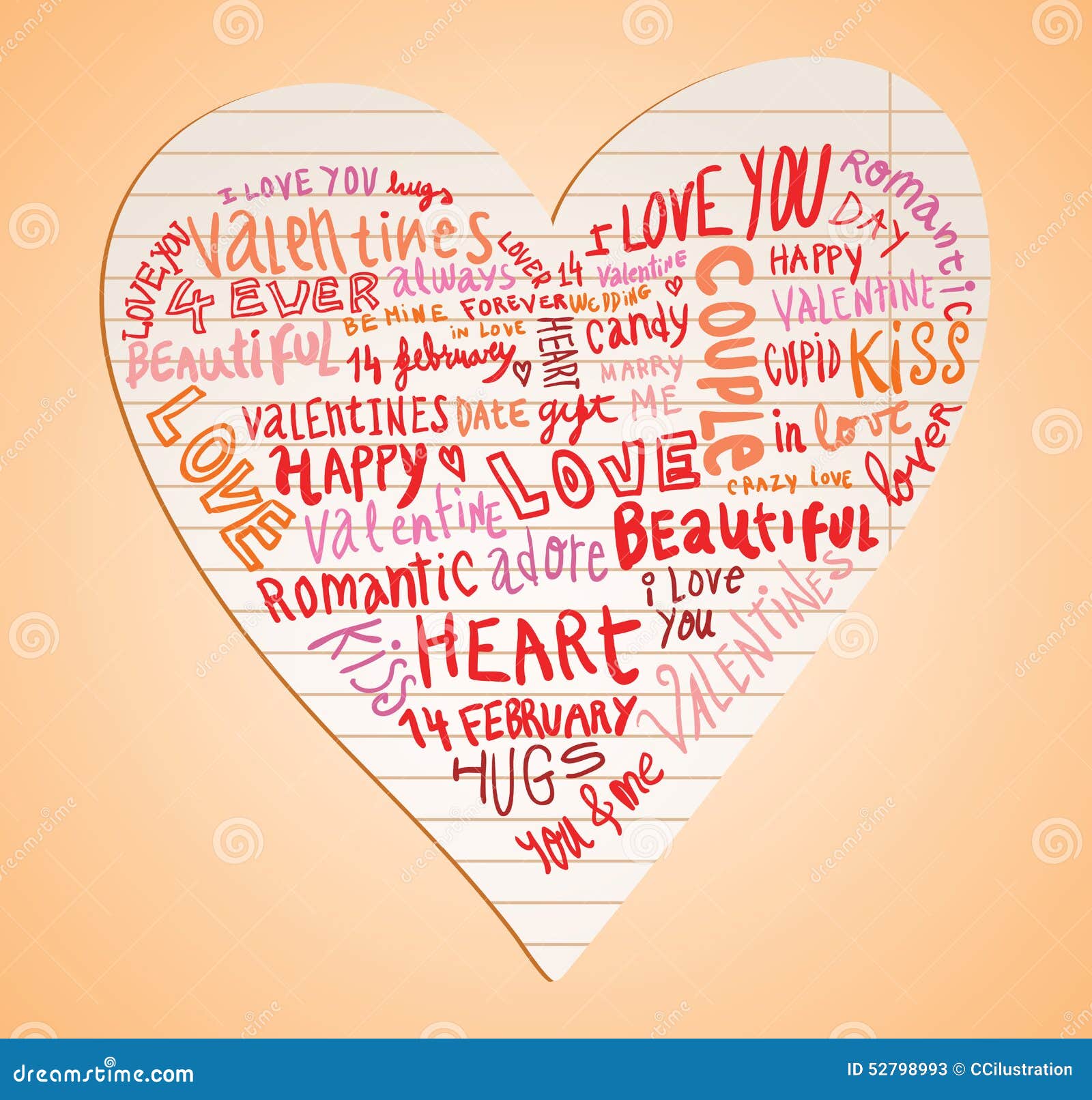 El Corazón Hecho De Palabras Ama, Vector El Ejemplo Ilustración del ...