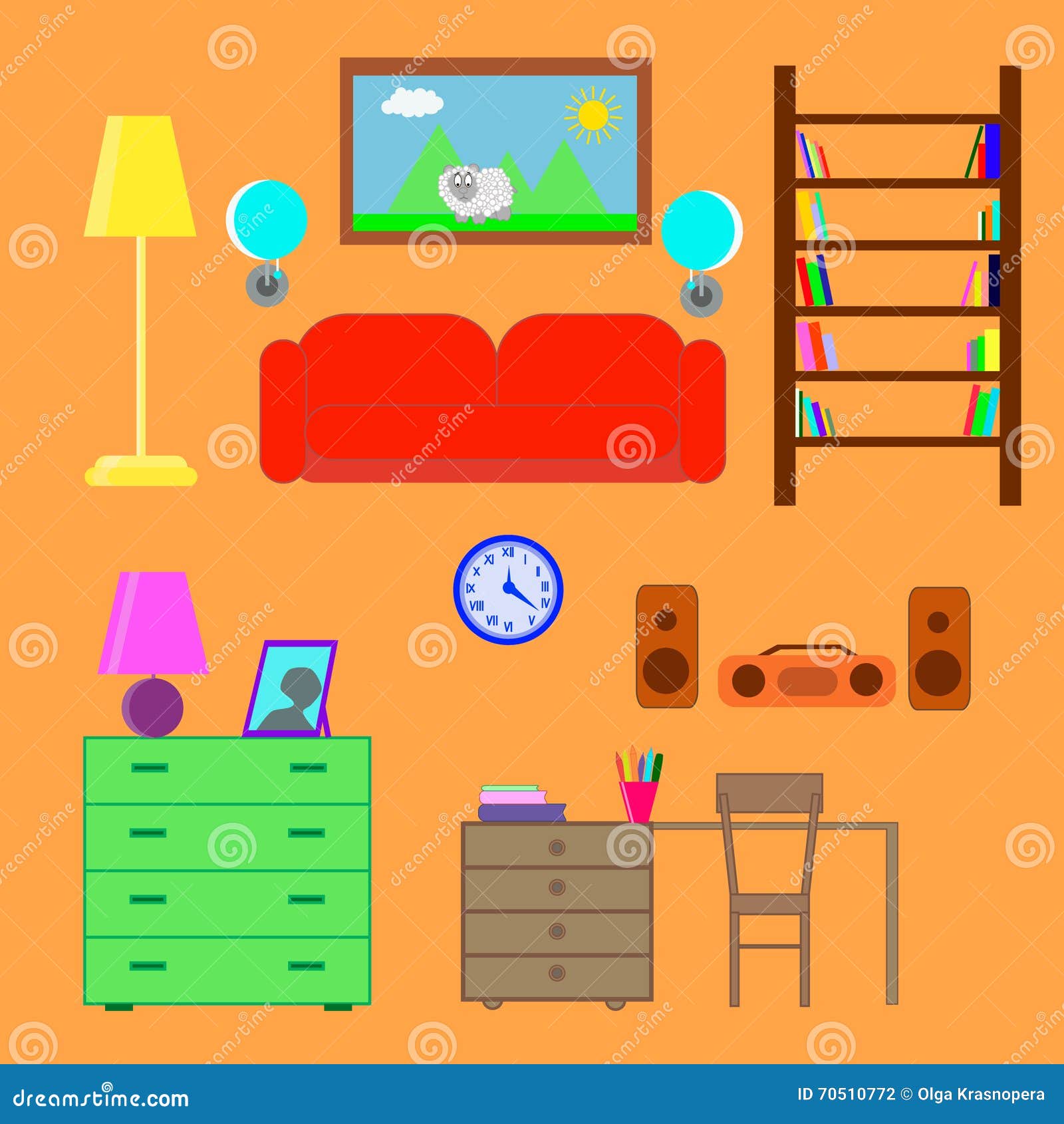 El cuarto ilustración del vector. Ilustración de sitio - 70510772