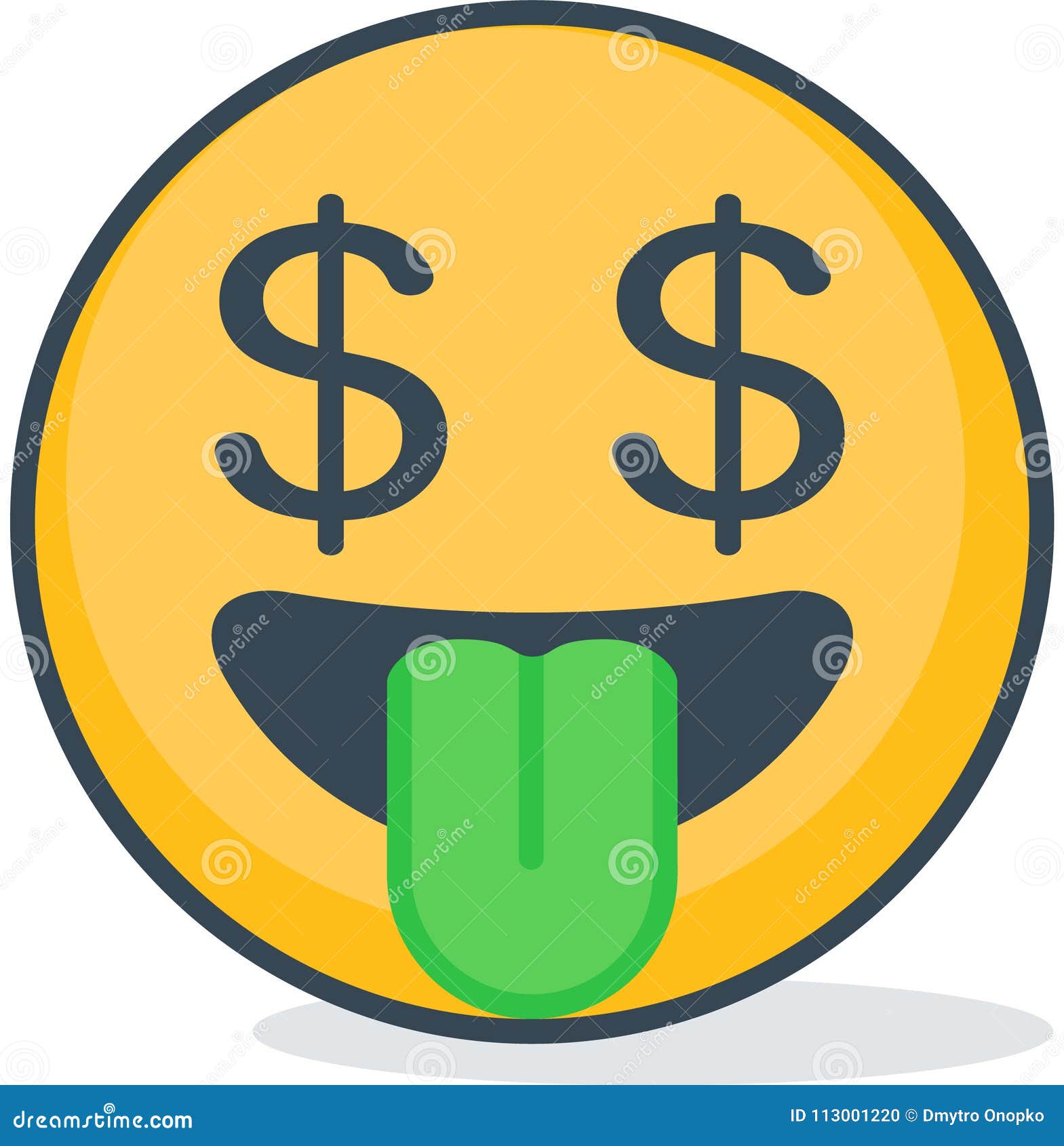 El Dólar Aislado Observa El Emoticon Emoticon Aislado Ilustración del ...