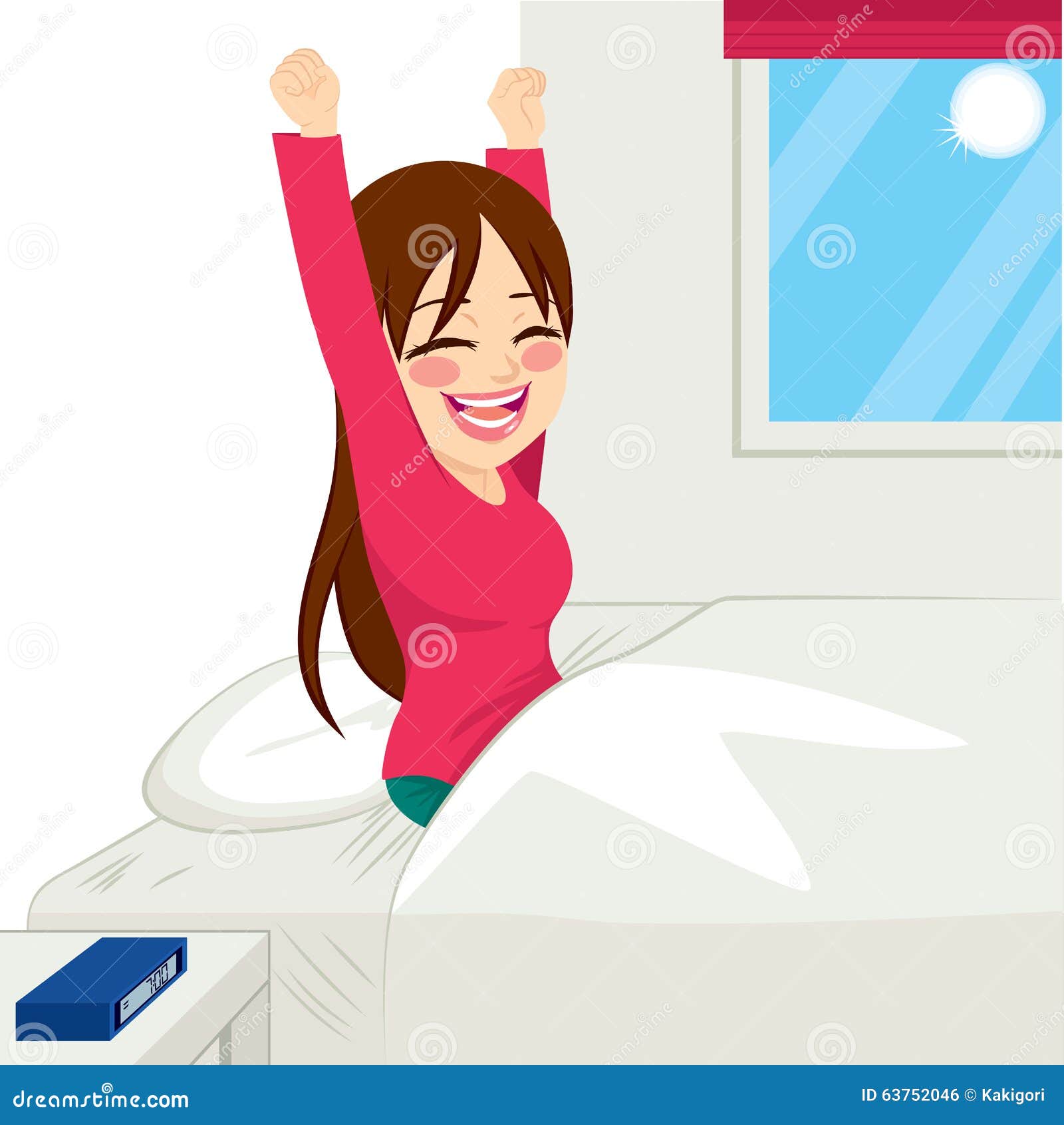 El Despertar De La Mujer Feliz Ilustración del Vector - Ilustración de ...