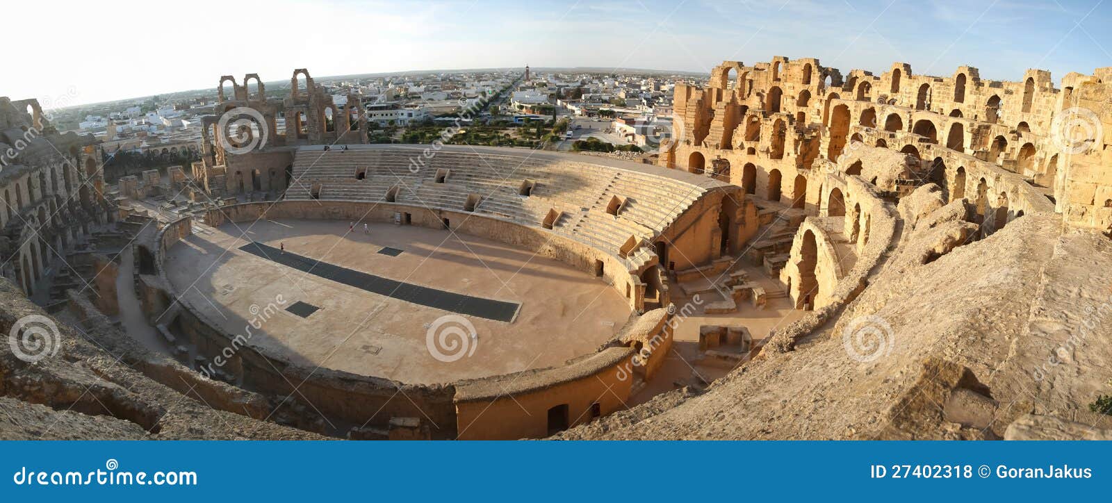 El Djem Amphitheatre Panorama Stock Photo - Image of city ...