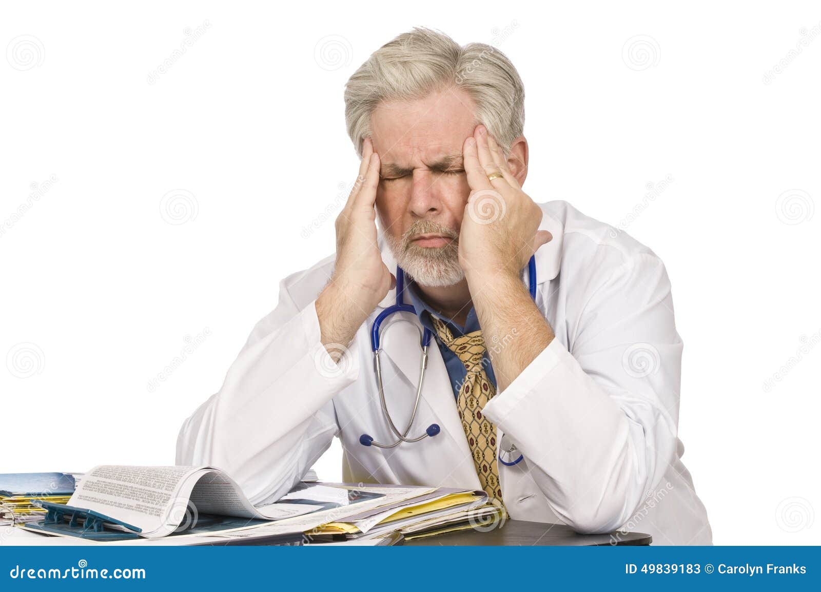 El Doctor Cansado with Headache Imagen de archivo - Imagen de sentada ...