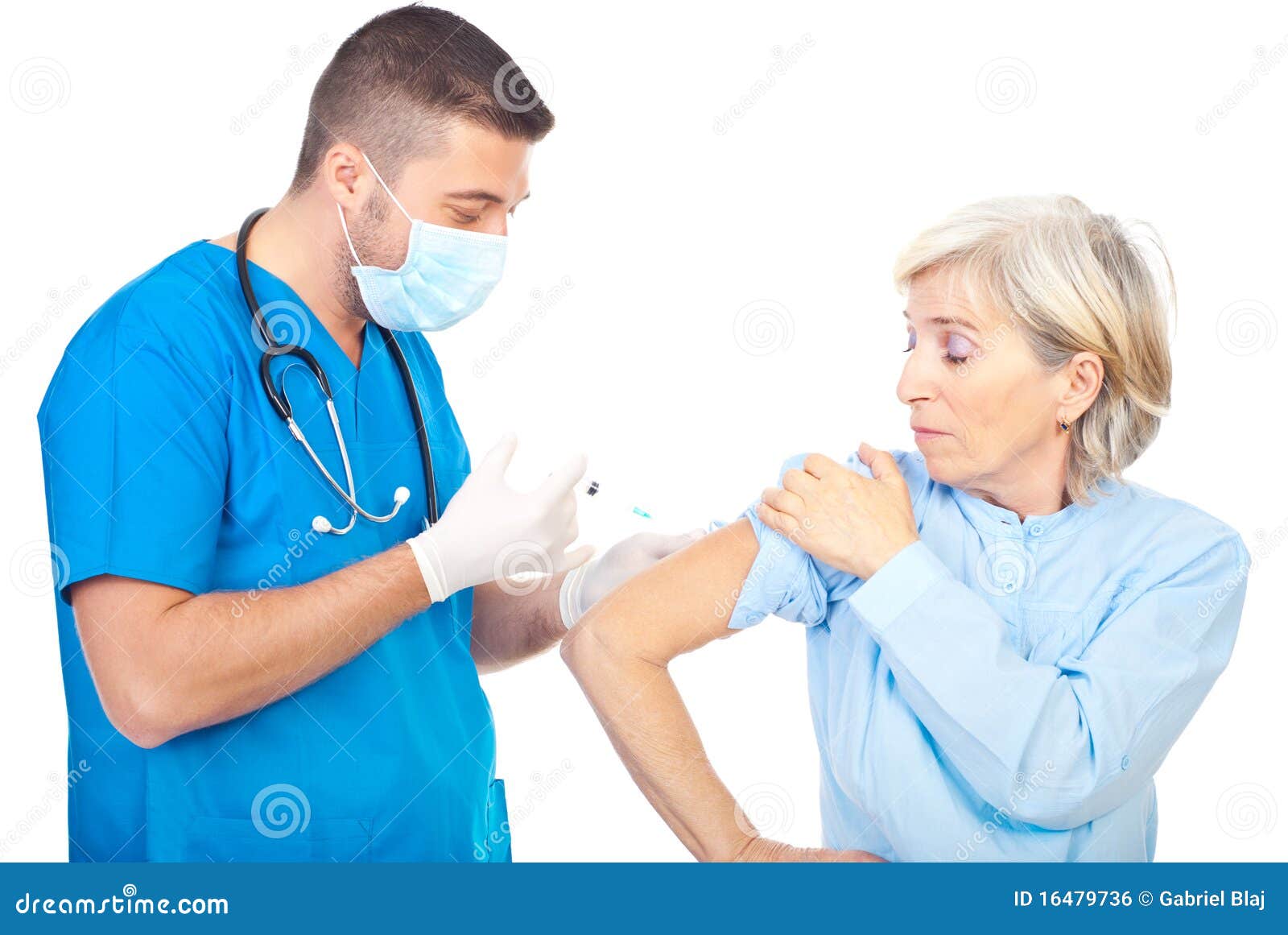 El Doctor Inyecta La Vacuna De La Gripe Foto de archivo - Imagen de ...