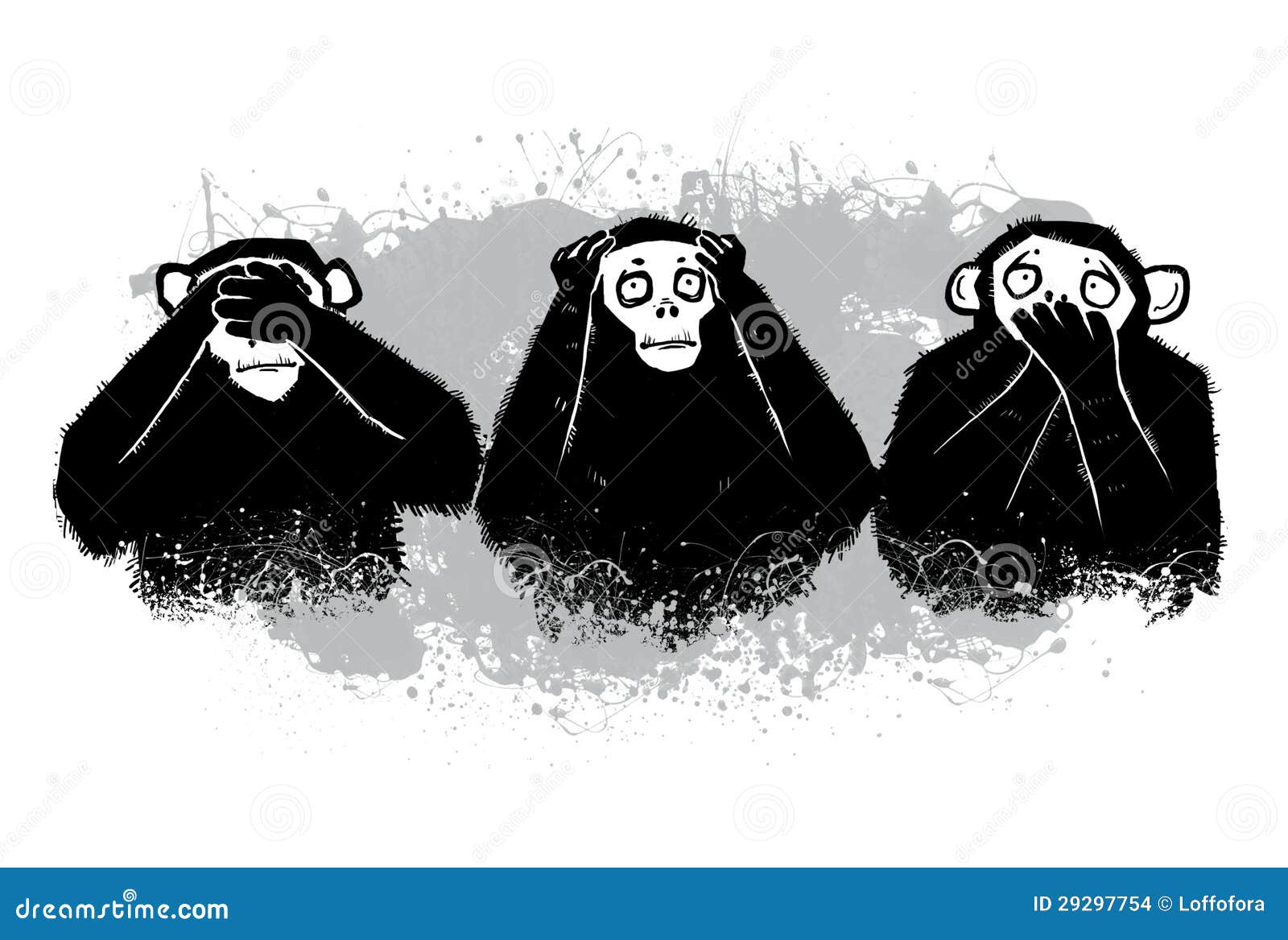 El Ejemplo Del Autor. Tres Monos. Stock de ilustración - Ilustración de ...