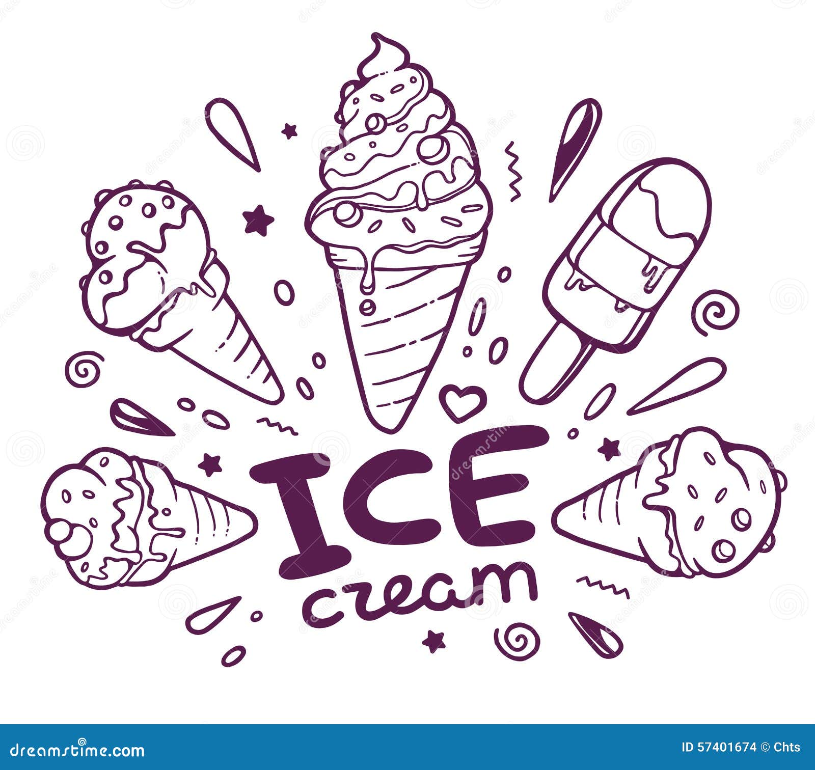 El Ejemplo Del Vector Blanco Y Negro Helado Stock de ilustración ...