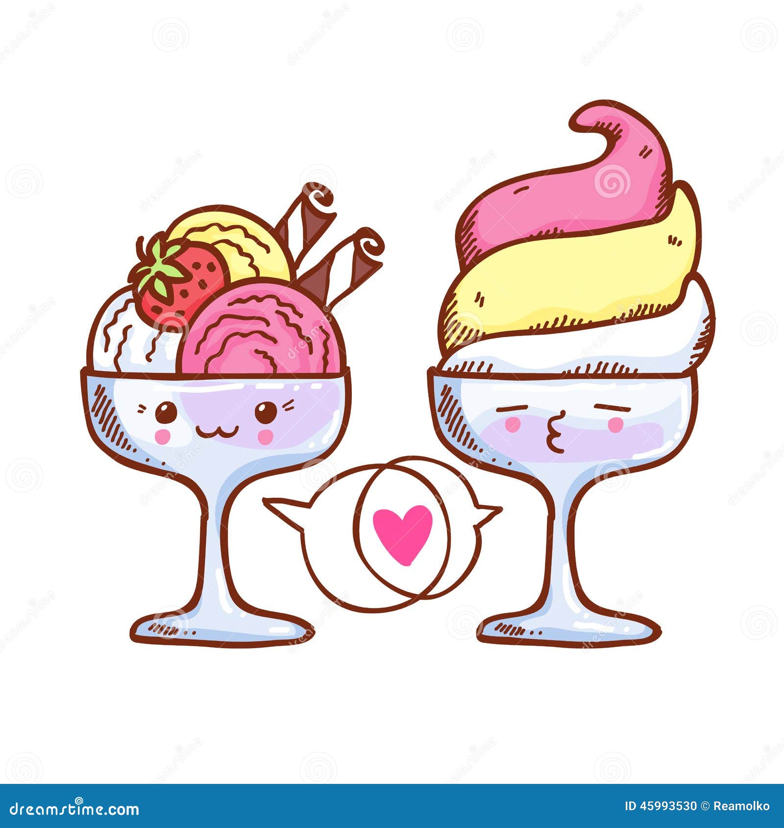 El Ejemplo Divertido Dos Helado En Amor Ilustración del Vector ...