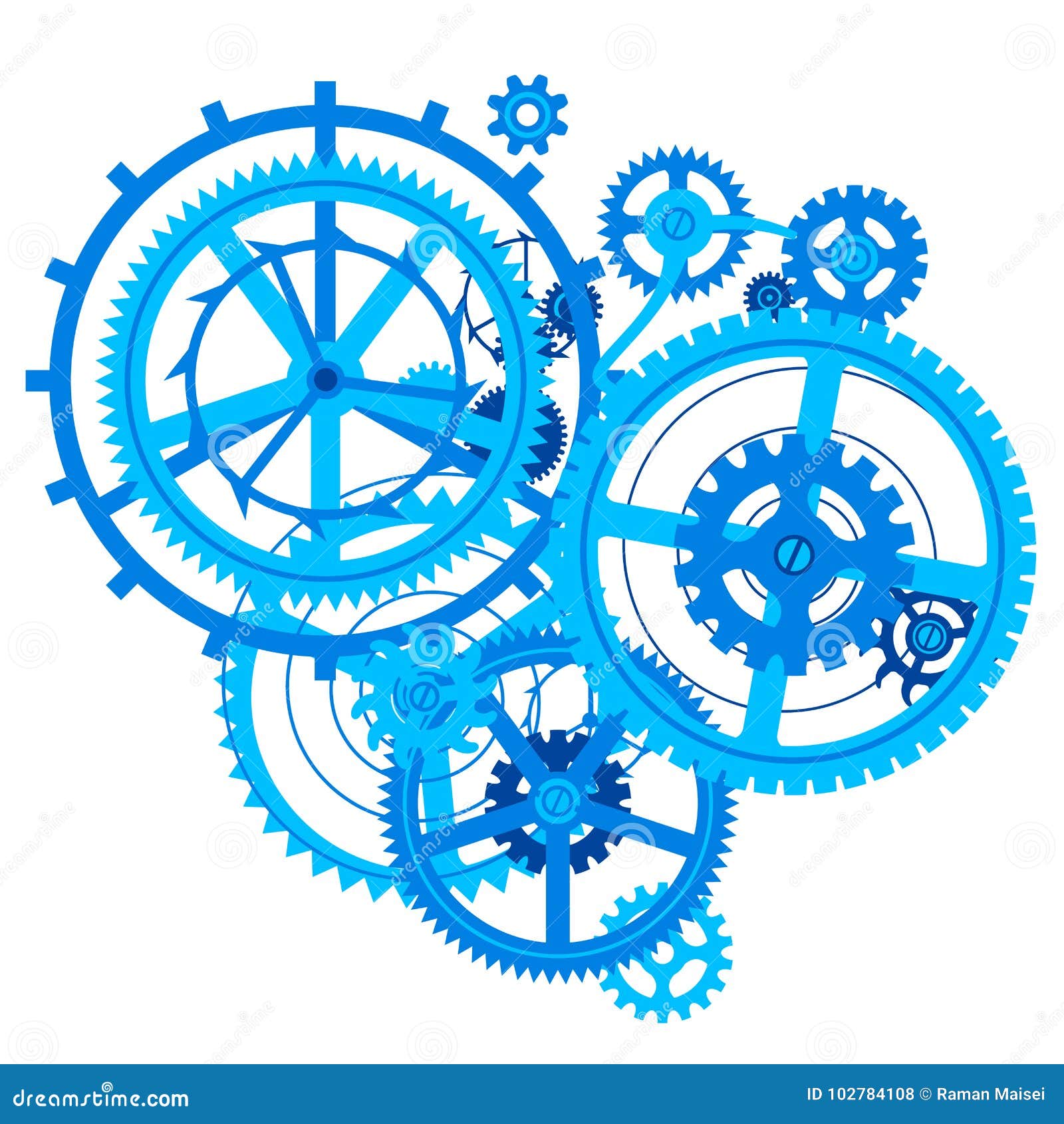 El Engranaje Azul Rueda Adentro Estilo Plano Aislado En Blanco ...