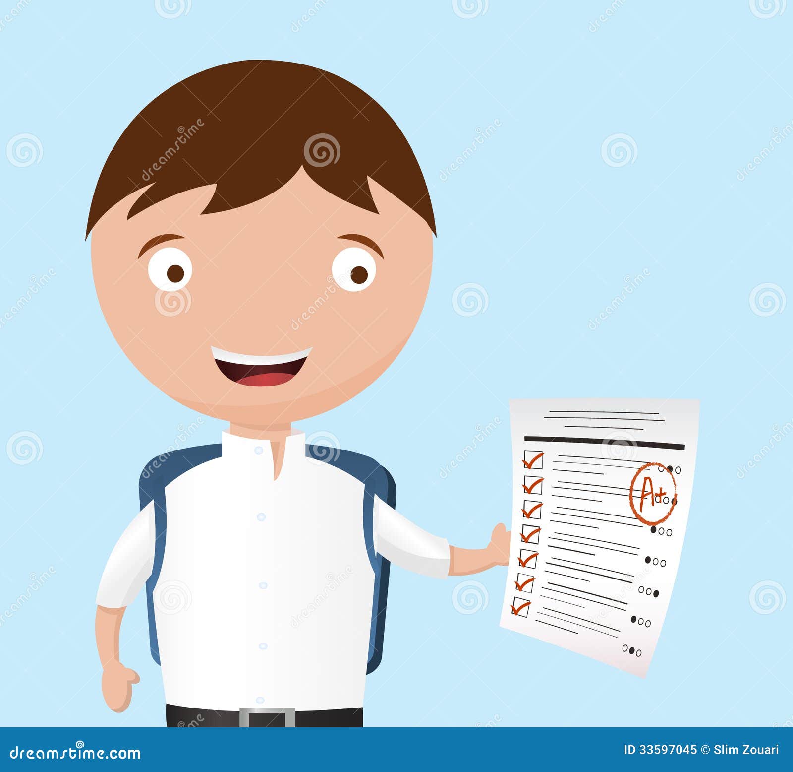El Escolar Acertado Consigue Un a+ En Su Examen Ilustración del Vector ...