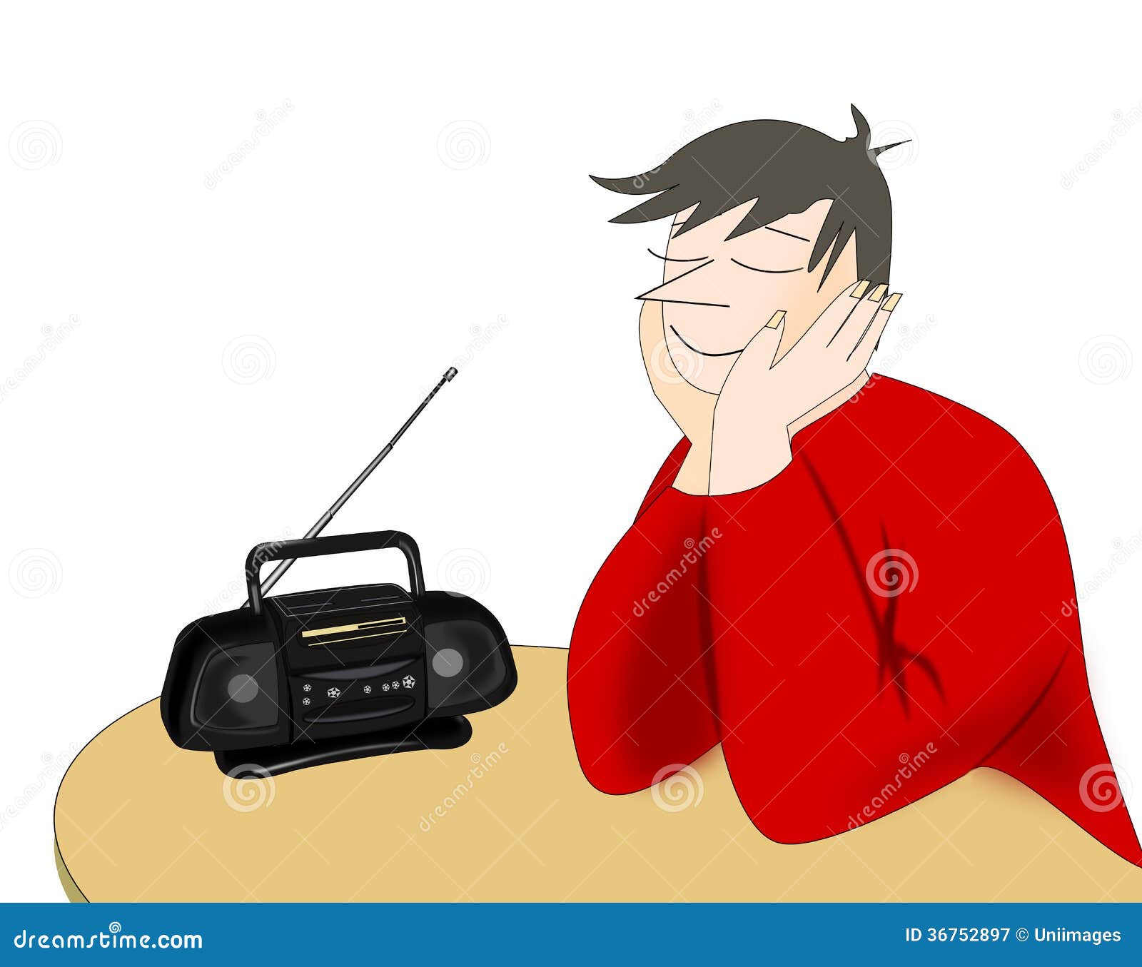 El escuchar la radio stock de ilustración. Ilustración de negro - 36752897