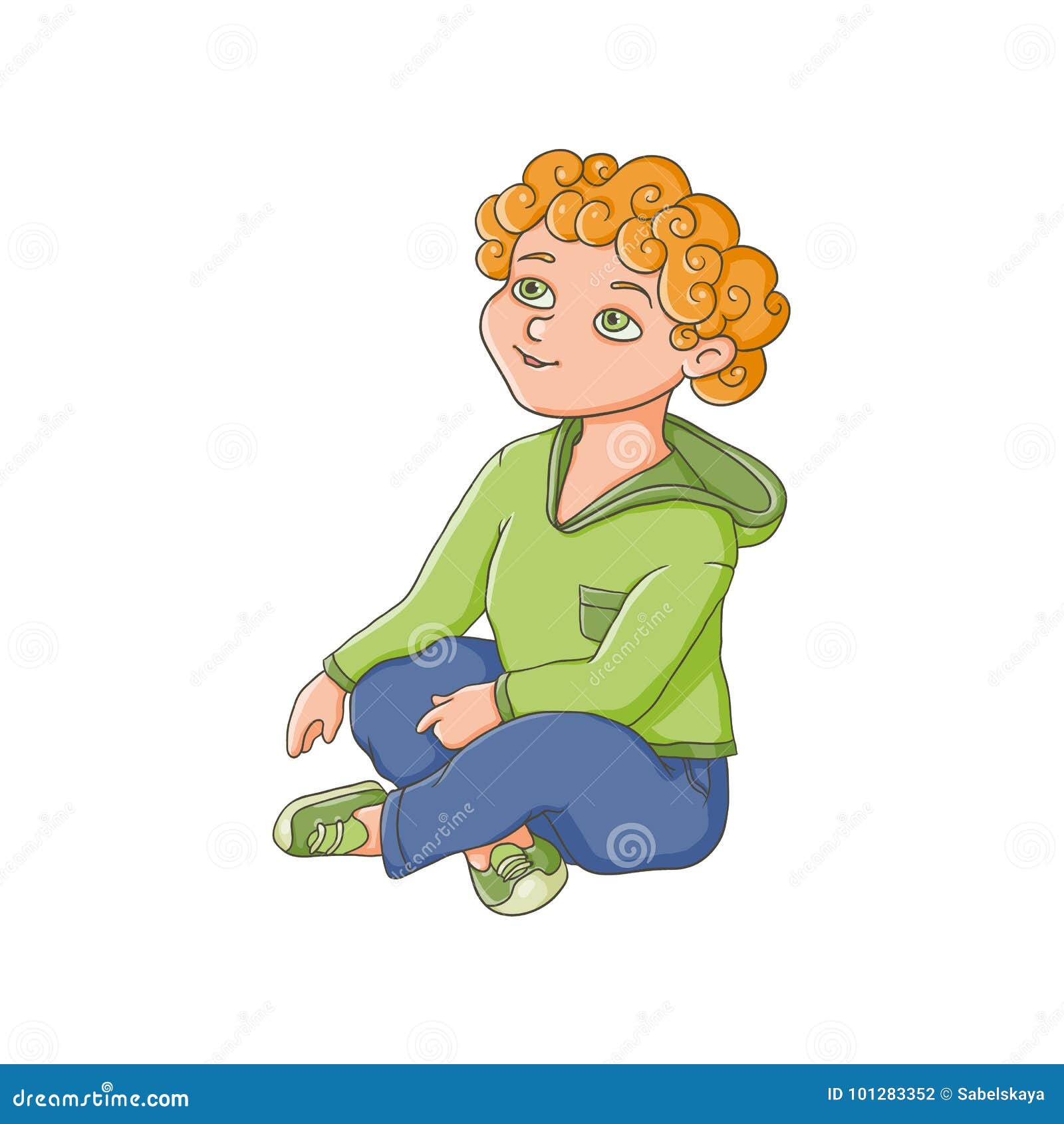 El Escuchar Que Se Sienta Del Muchacho De La Historieta Del Vector ...