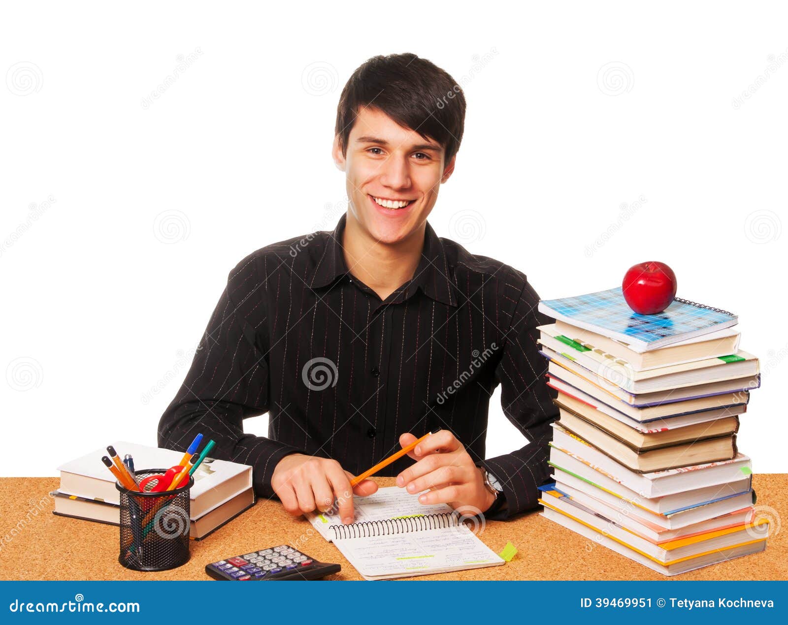 El Estudiar Joven Del Estudiante Aislado Sobre Blanco Imagen de archivo ...