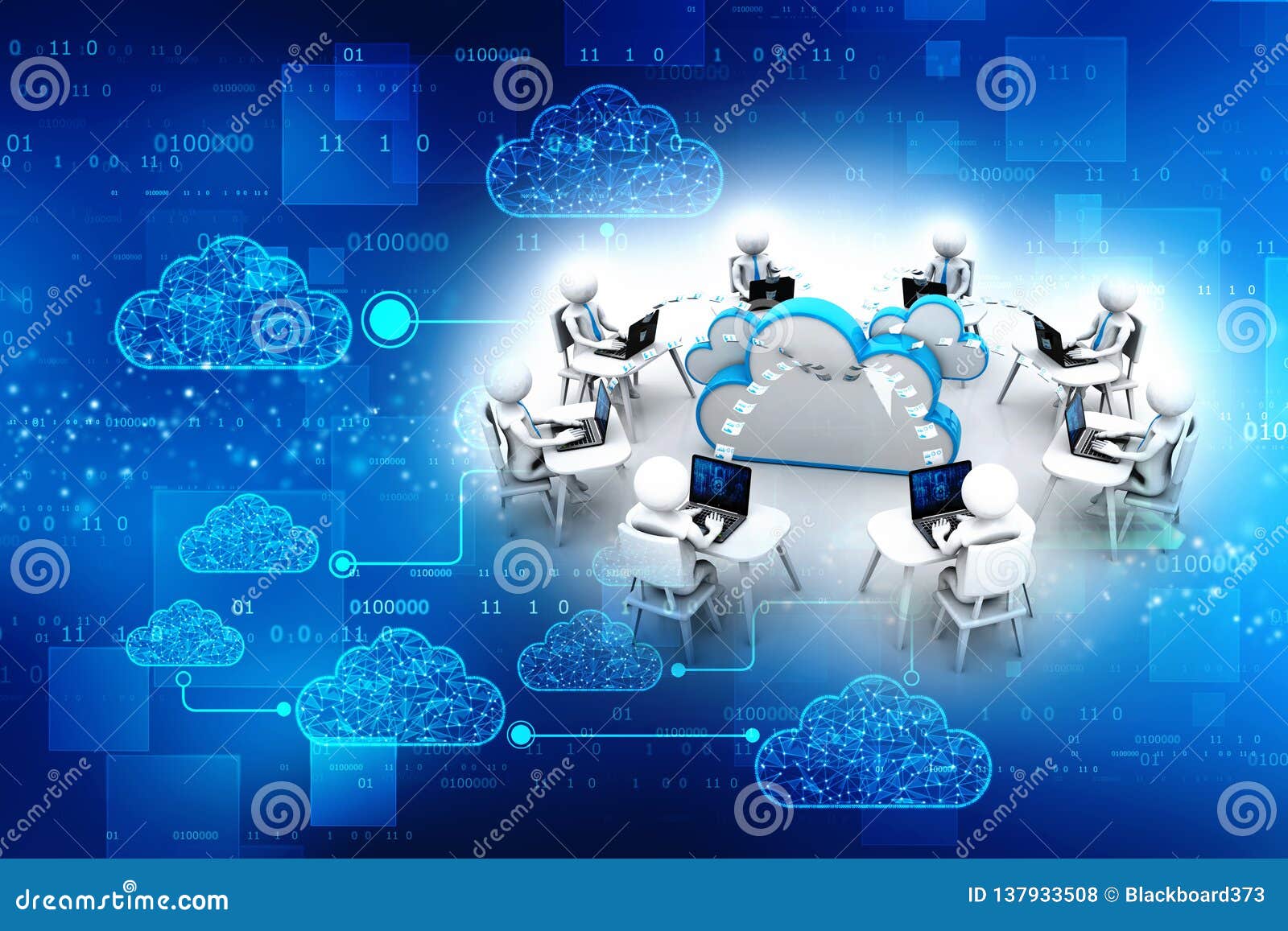 El Fondo Del Concepto De Cloud Computing, 3d Rinde Stock de ilustración - Ilustración de parte ...