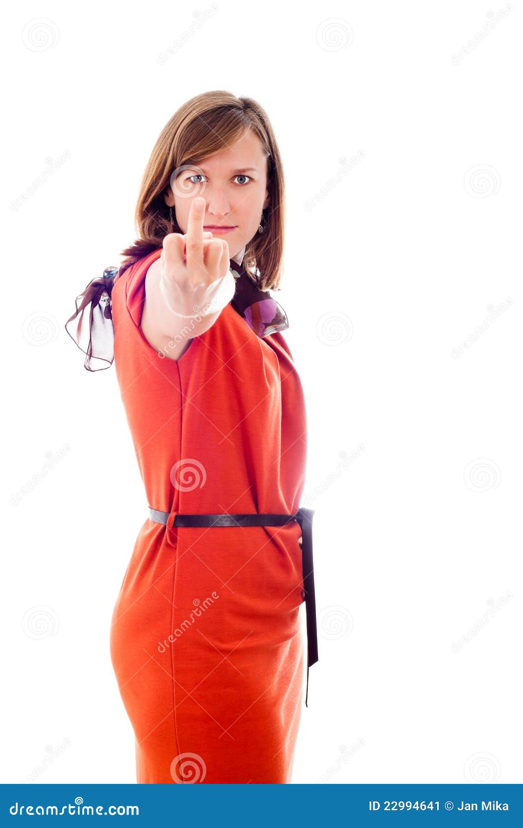 El Gesticular Grosero De La Mujer Con El Dedo Medio Imagen de archivo ...