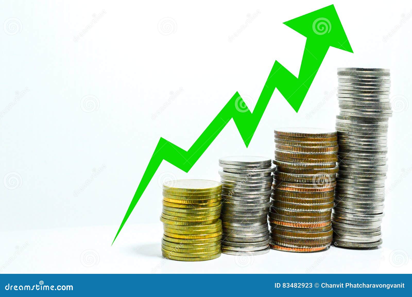 El Gráfico De La Tendencia Al Alza De La Moneda Hace El Dinero Stock De