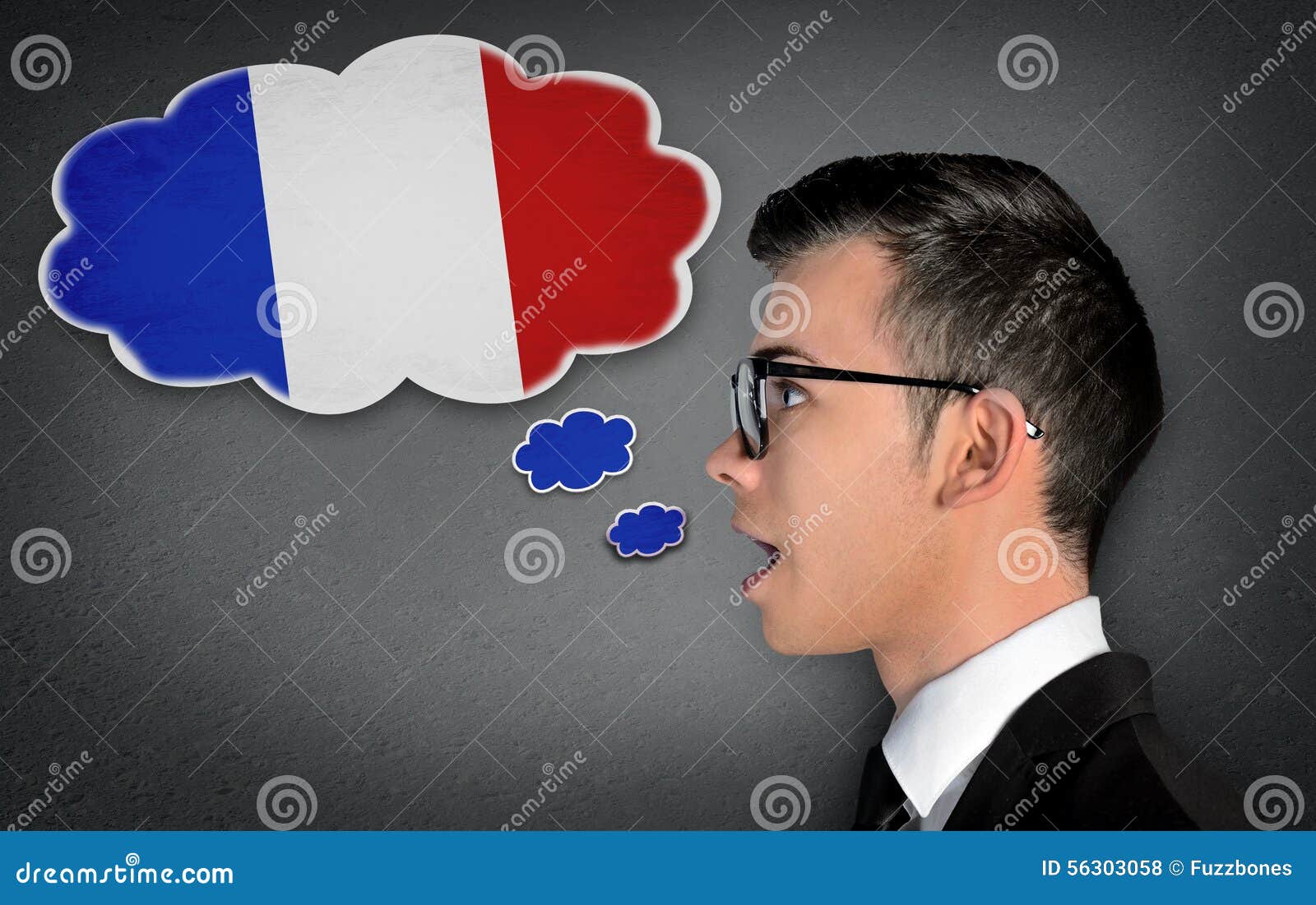 El Hombre Aprende Francés De Discurso Foto de archivo - Imagen de ...