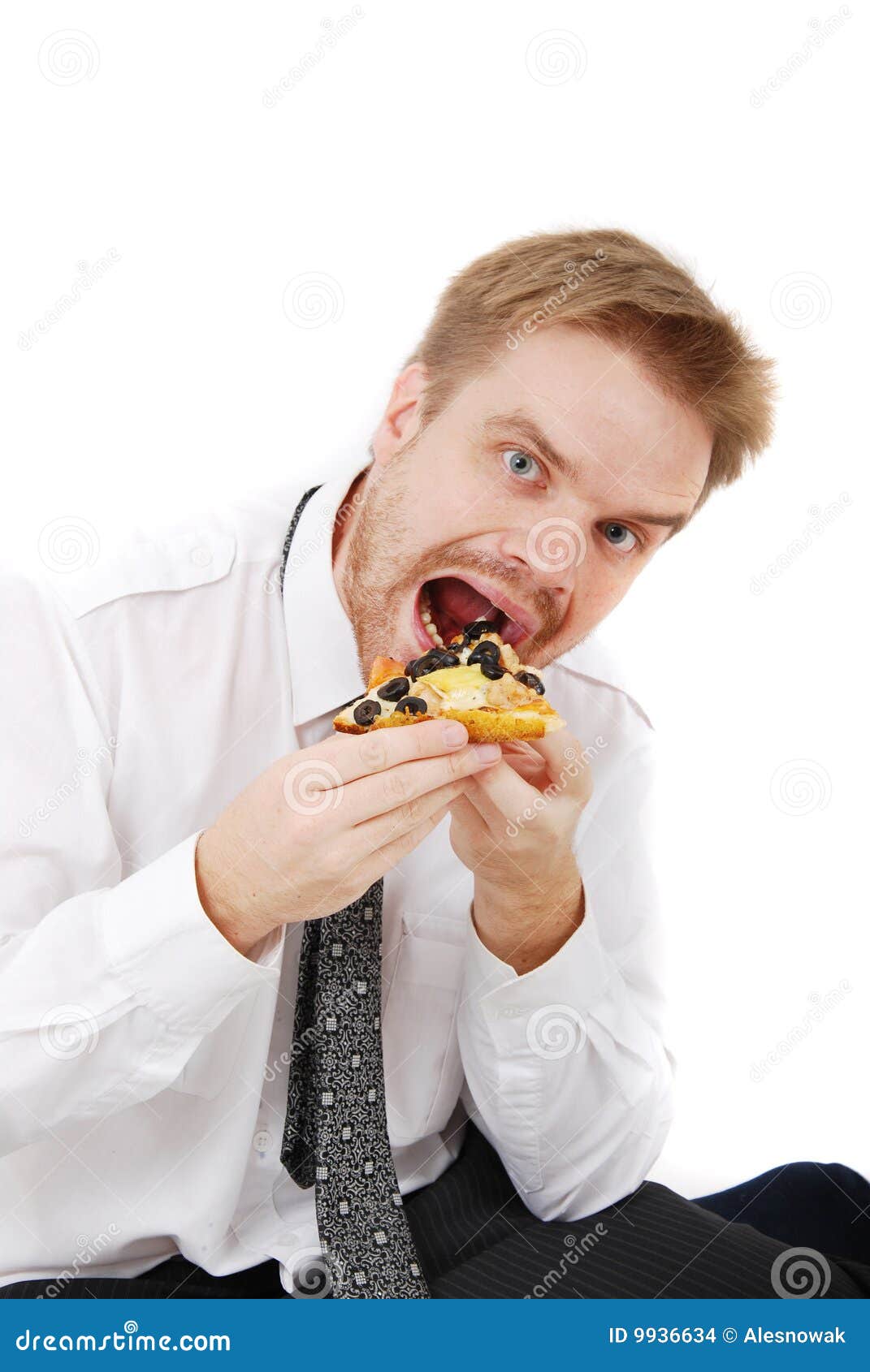 El Hombre De Negocios Come La Pizza Foto de archivo - Imagen de ...