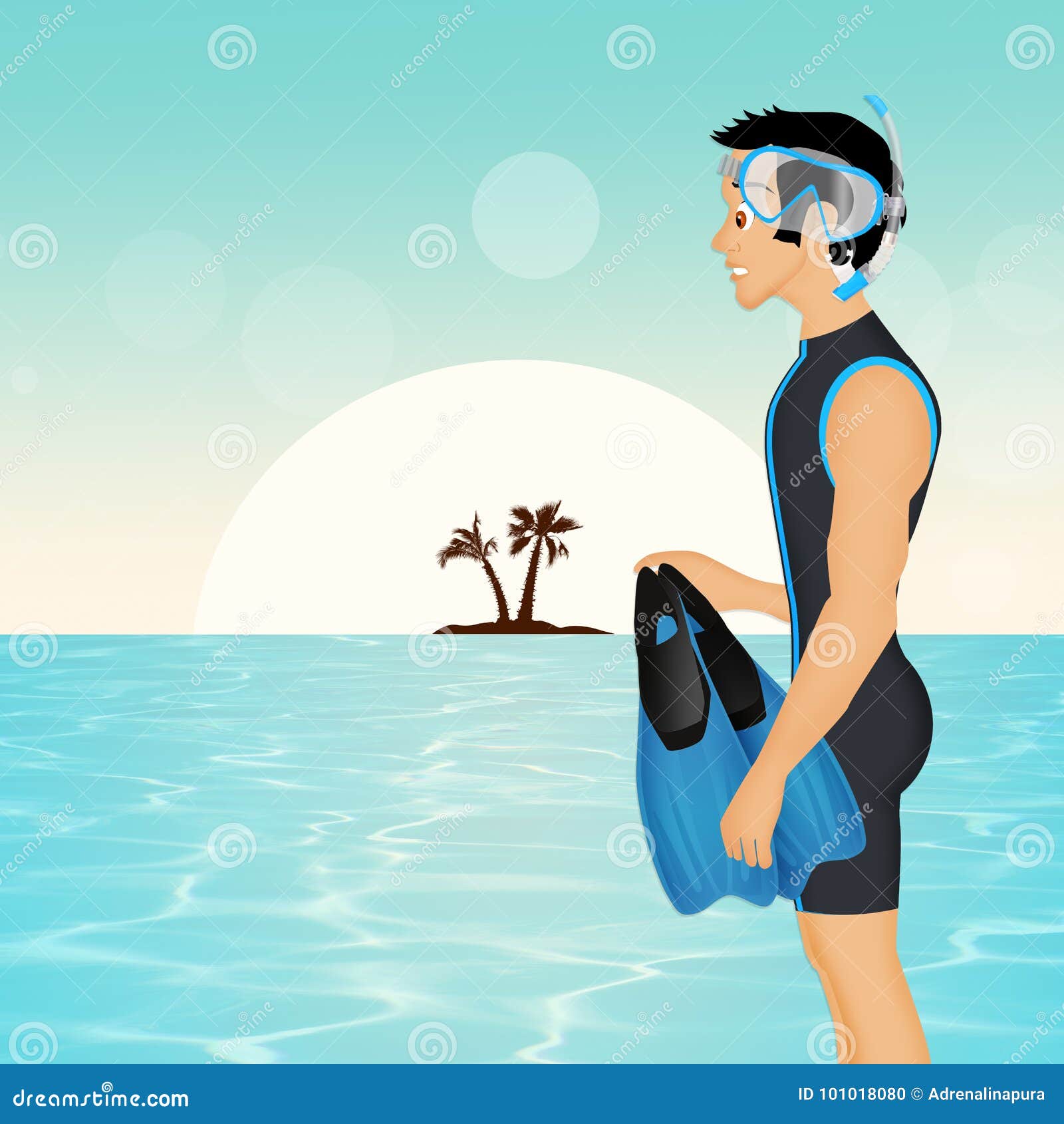 El hombre hace bucear stock de ilustración. Ilustración de turismo ...