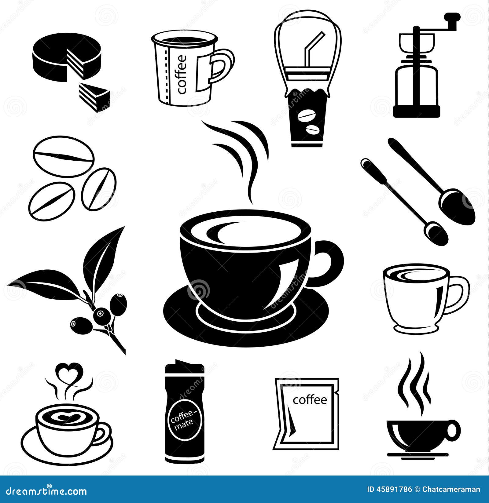 El icono del café fijó 03 ilustración del vector. Ilustración de ...