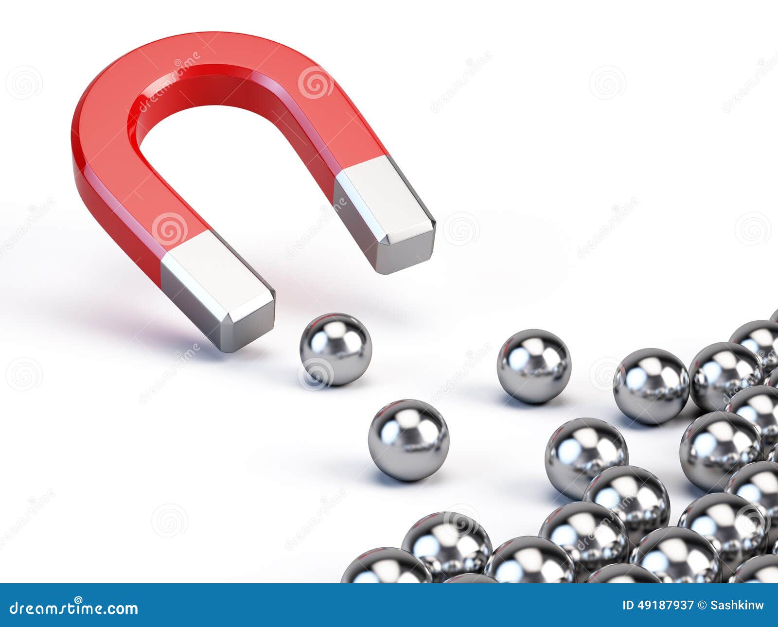 El imán atrae esferas stock de ilustración. Ilustración de grupo - 49187937