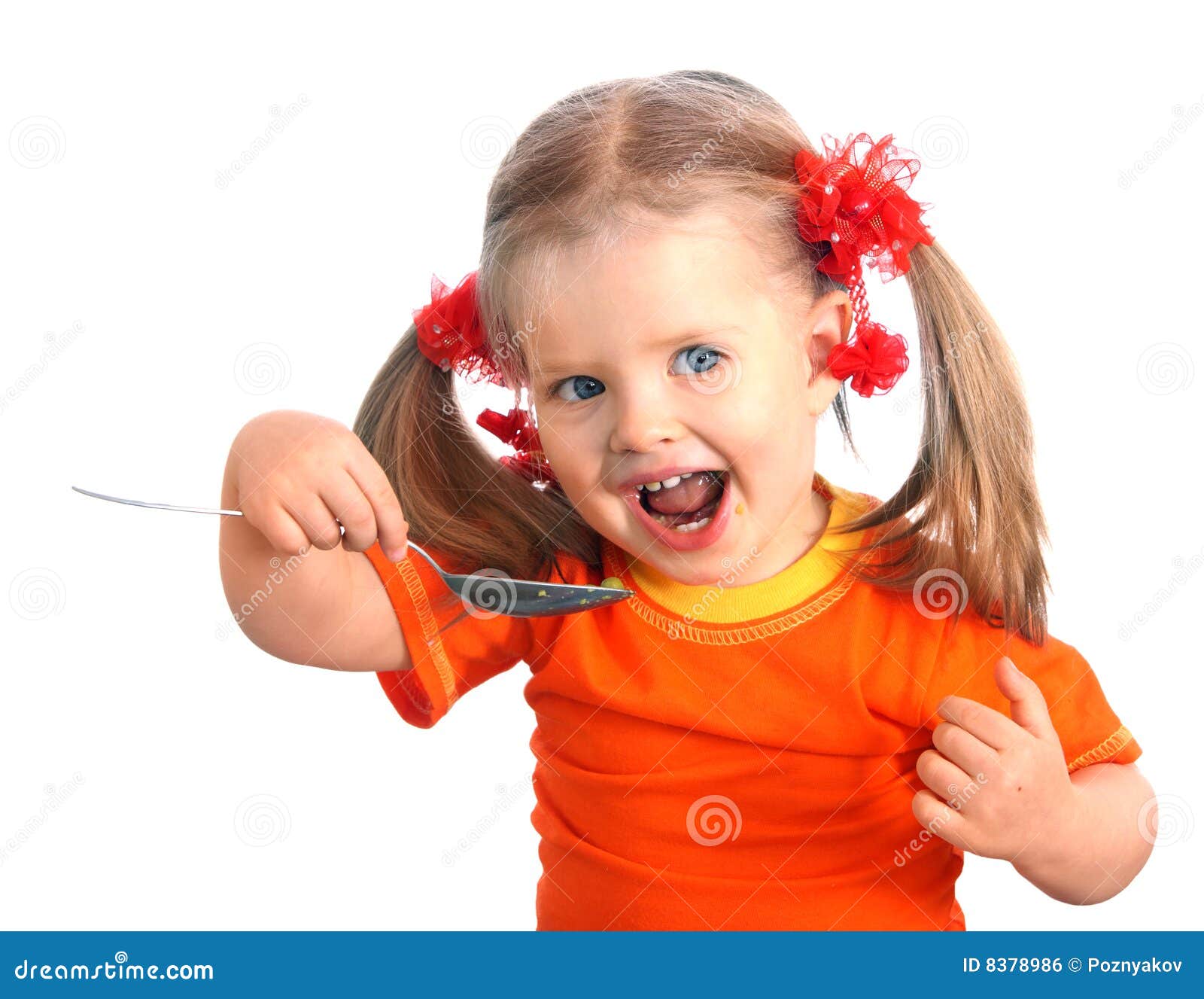 El Introducir De La Pera Del Bebé. Foto de archivo - Imagen de muchacha ...