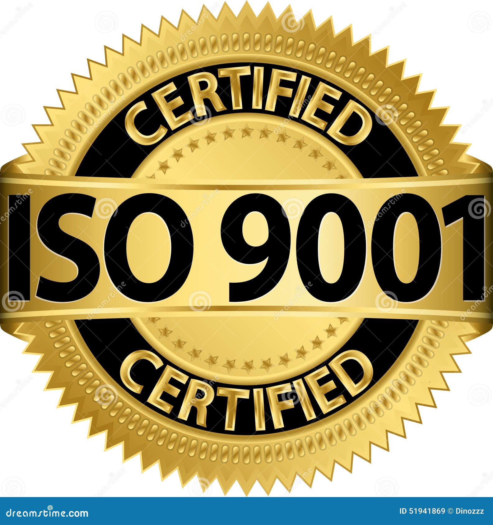 El ISO 9001 Certificó La Etiqueta De Oro, Vector Ilustración del Vector ...