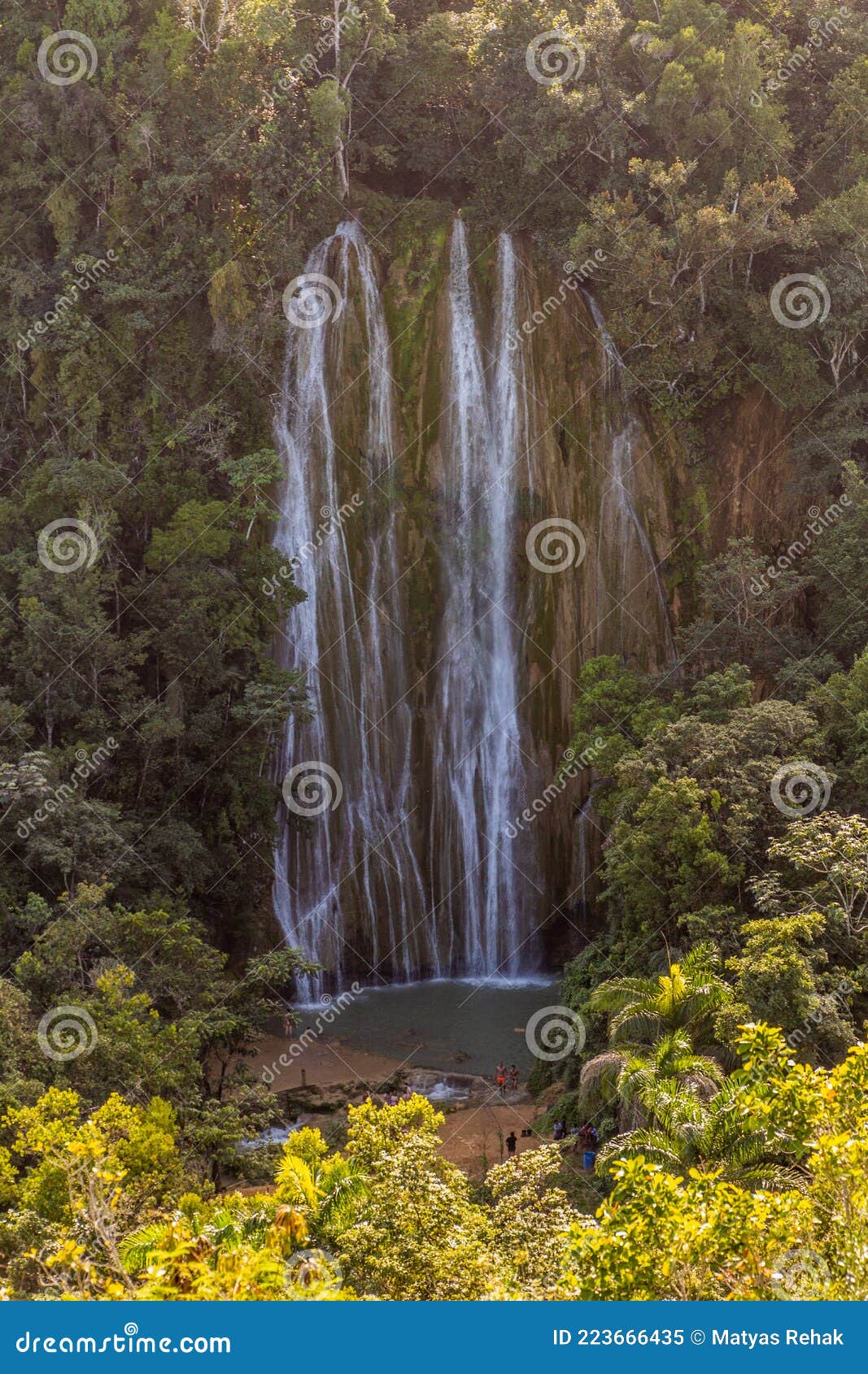 El Limon Waterfall, Dominican Republ Stock Image - Image of emerald ...