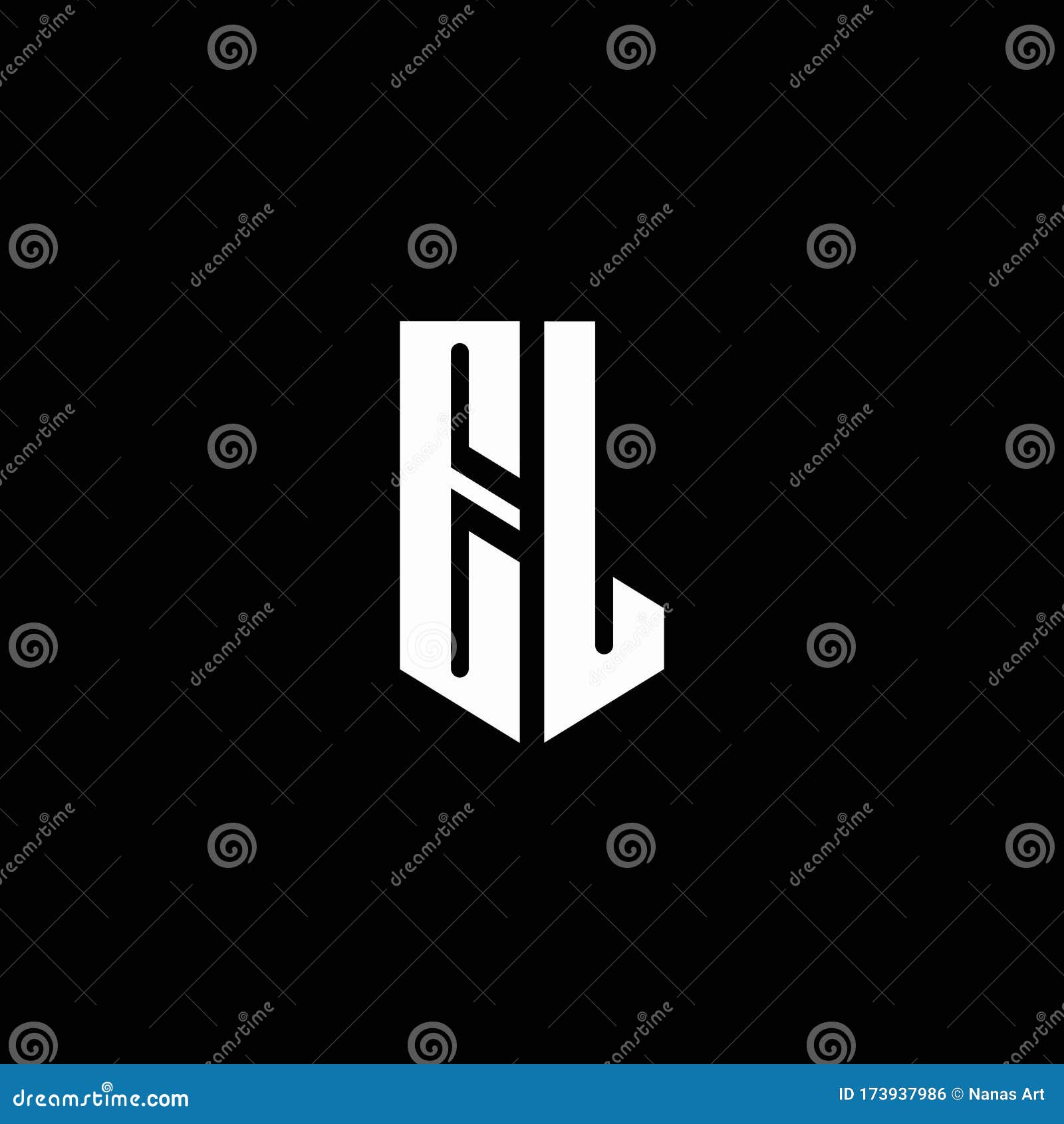 EL Logo Monogram with Emblem Style Isolated on Black Background Stock ...