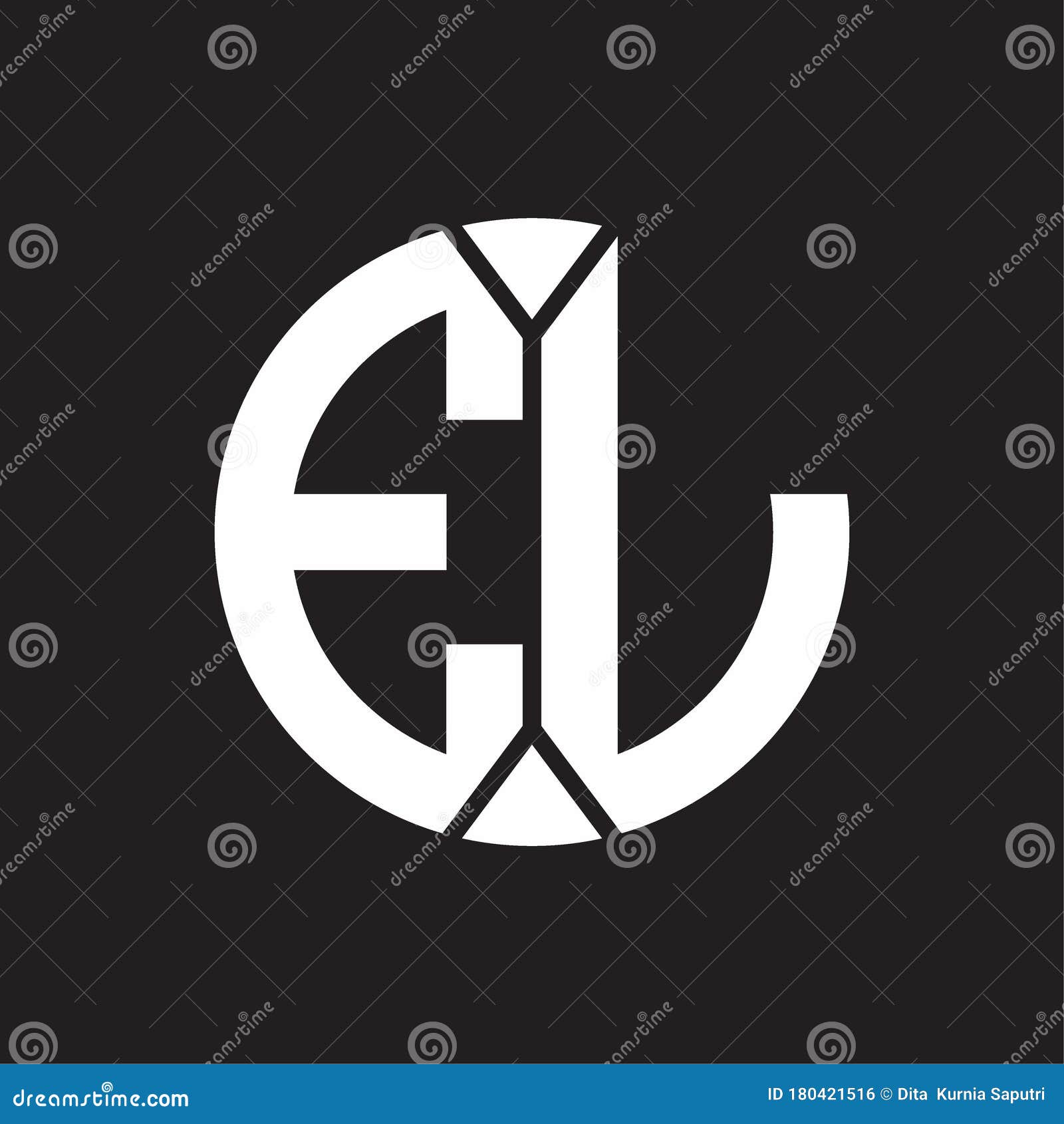 EL Logo Monogram with Piece Circle Ribbon Style Stock Vector ...
