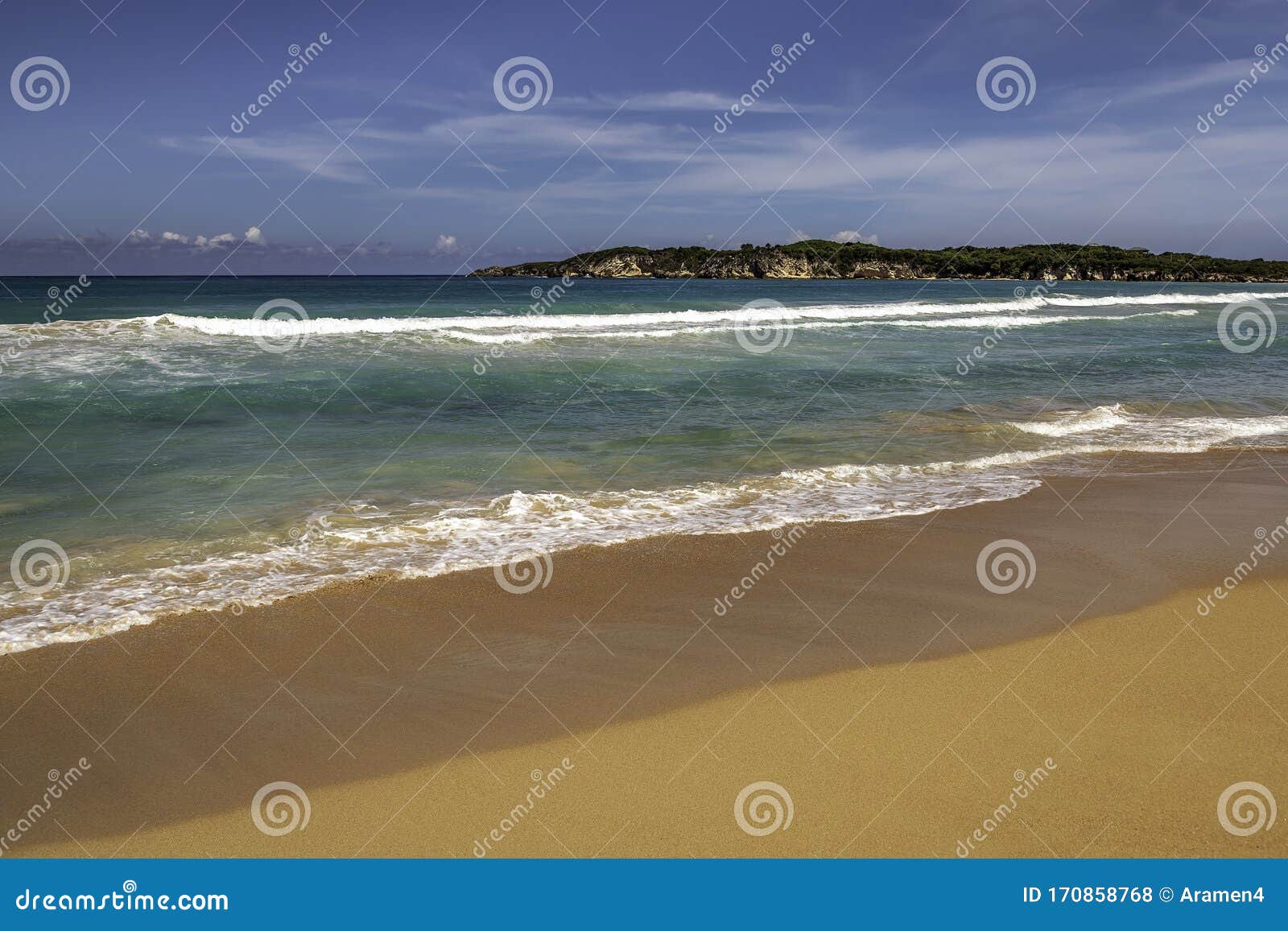 El Macau Beach and in the Distance on the Horizon Cliffs. Stock Photo ...
