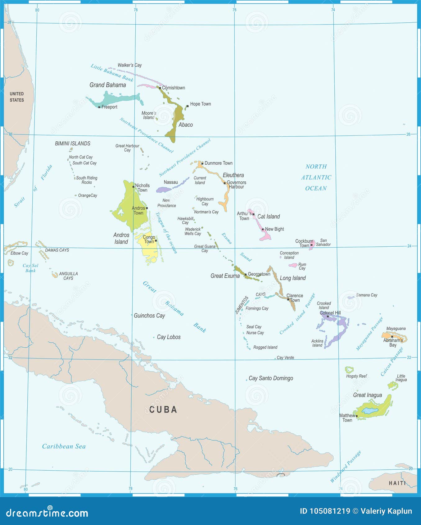 El Mapa De Bahamas - Ejemplo Detallado Del Vector Stock de ilustración ...