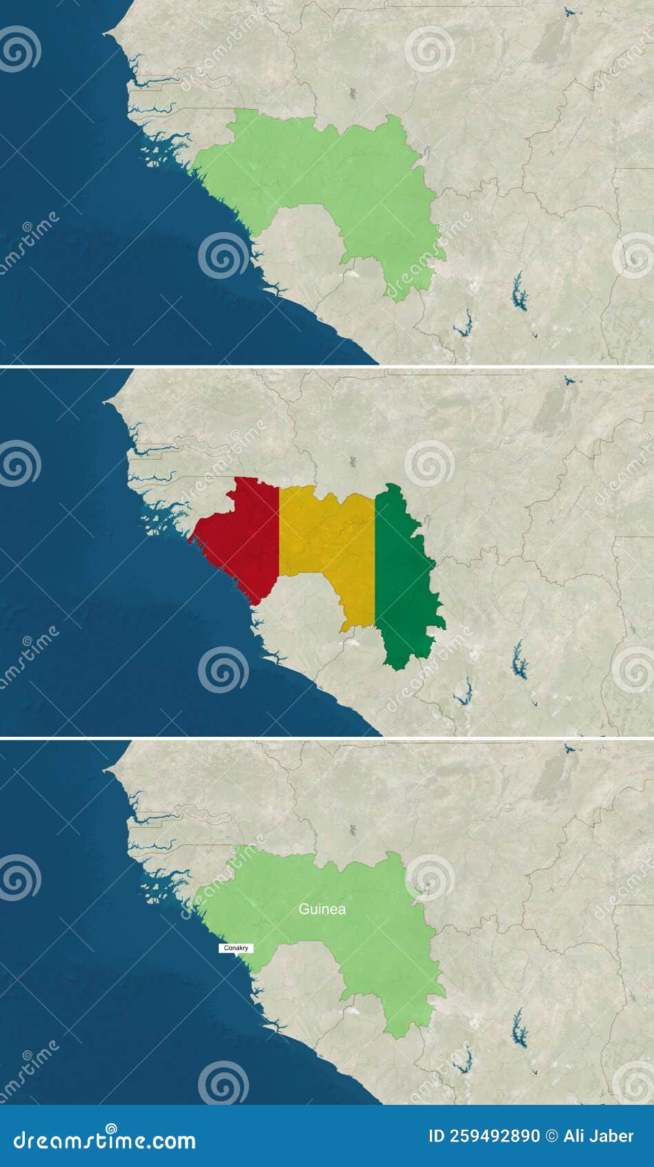 El Mapa De Guinea Con Texto Sin Texto Y Con Bandera Stock de ...