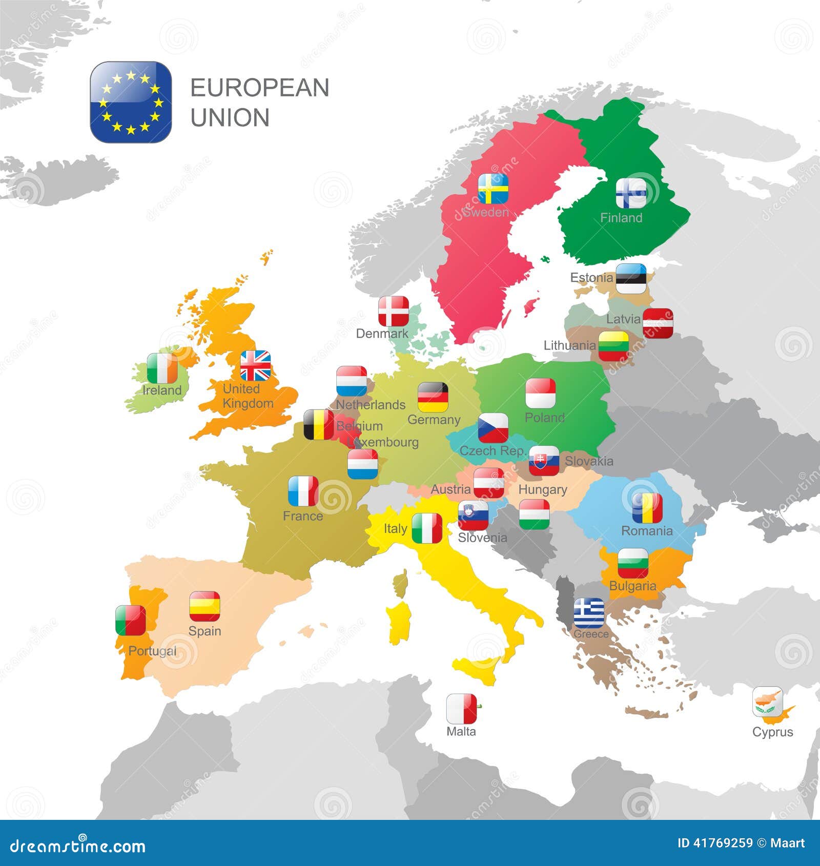 El Mapa De La Unión Europea Ilustración del Vector - Imagen: 41769259