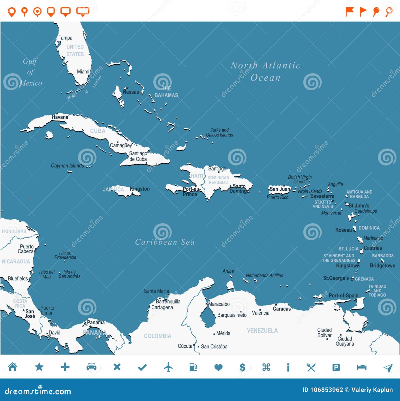 El Mapa Del Caribe - Ejemplo Del Vector Stock de ilustración ...