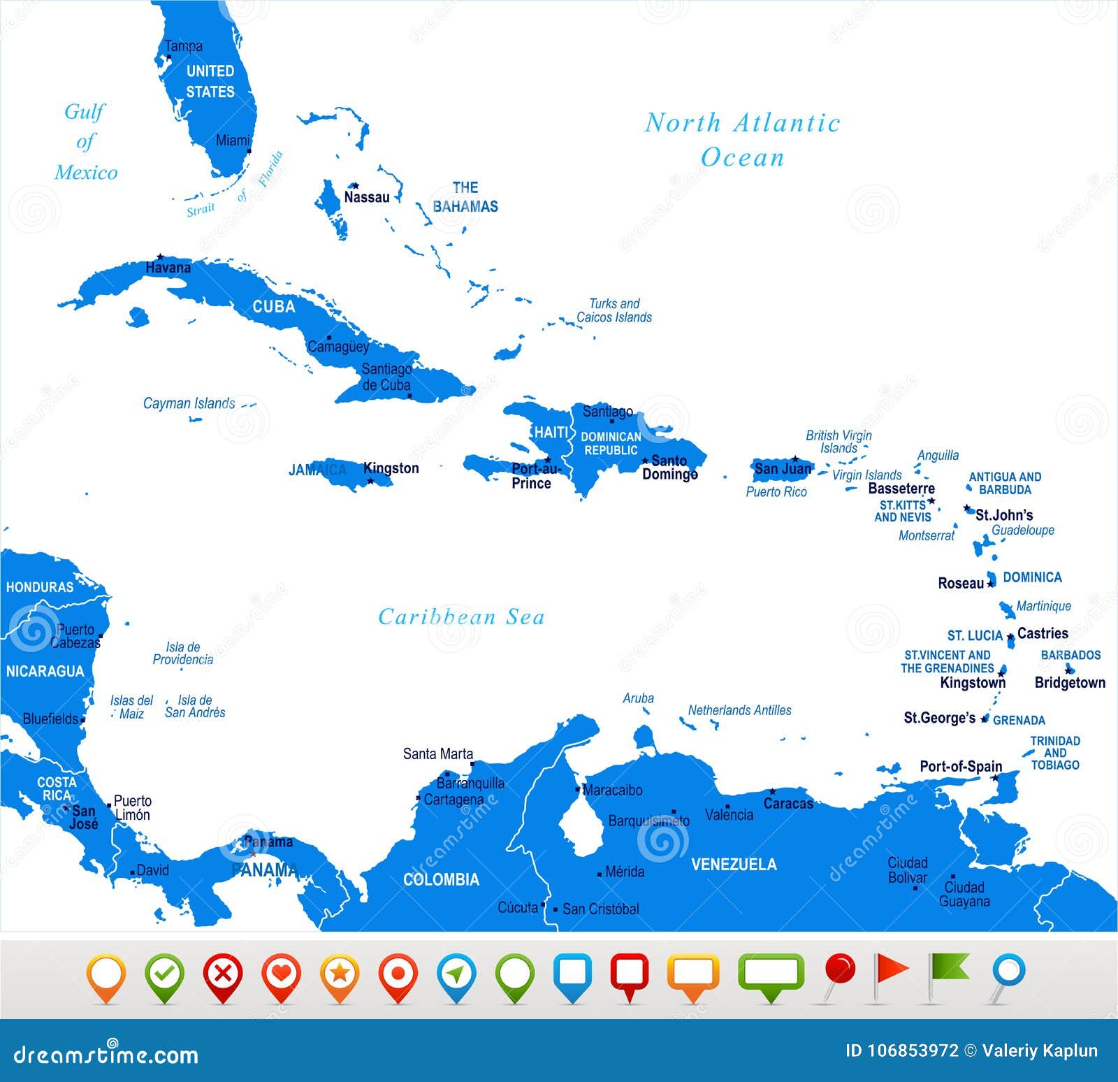 El Mapa Del Caribe - Ejemplo Del Vector Stock de ilustración ...